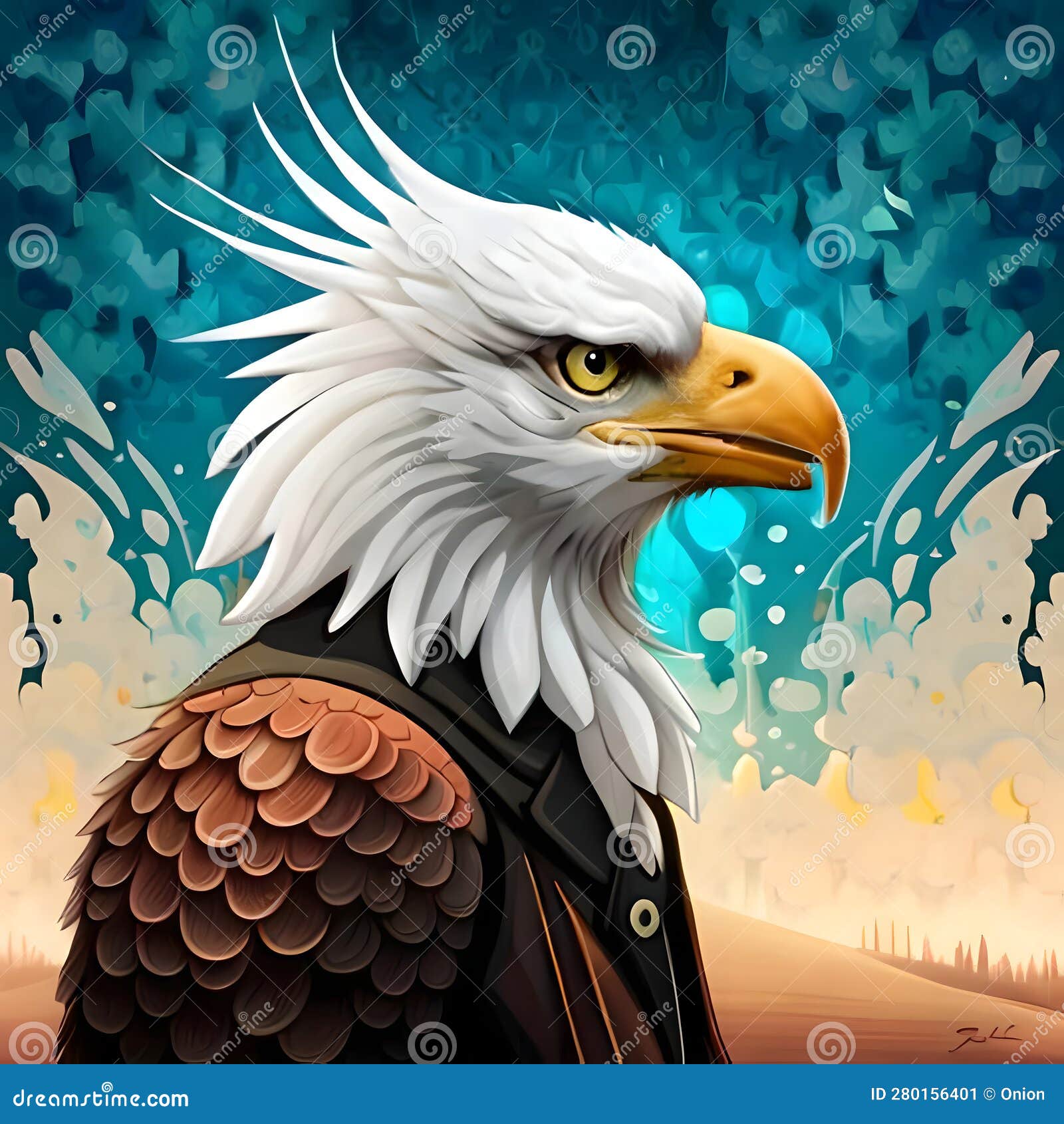 Cool Bald Eagle Illustration - Ai Generated Image Stock Illustration - Illustration of edgy ...
