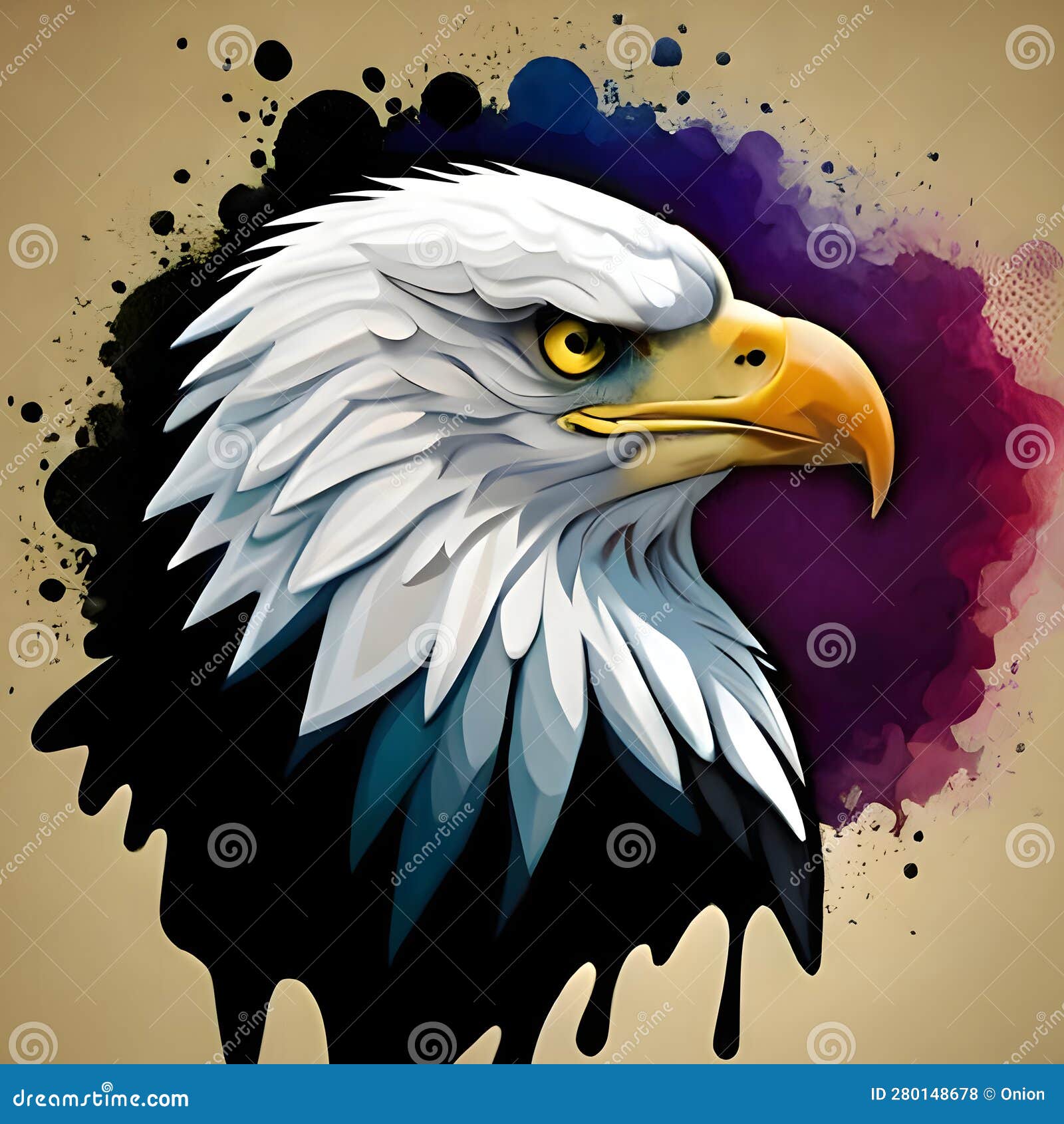 Cool Bald Eagle Illustration - Ai Generated Image Stock Illustration ...