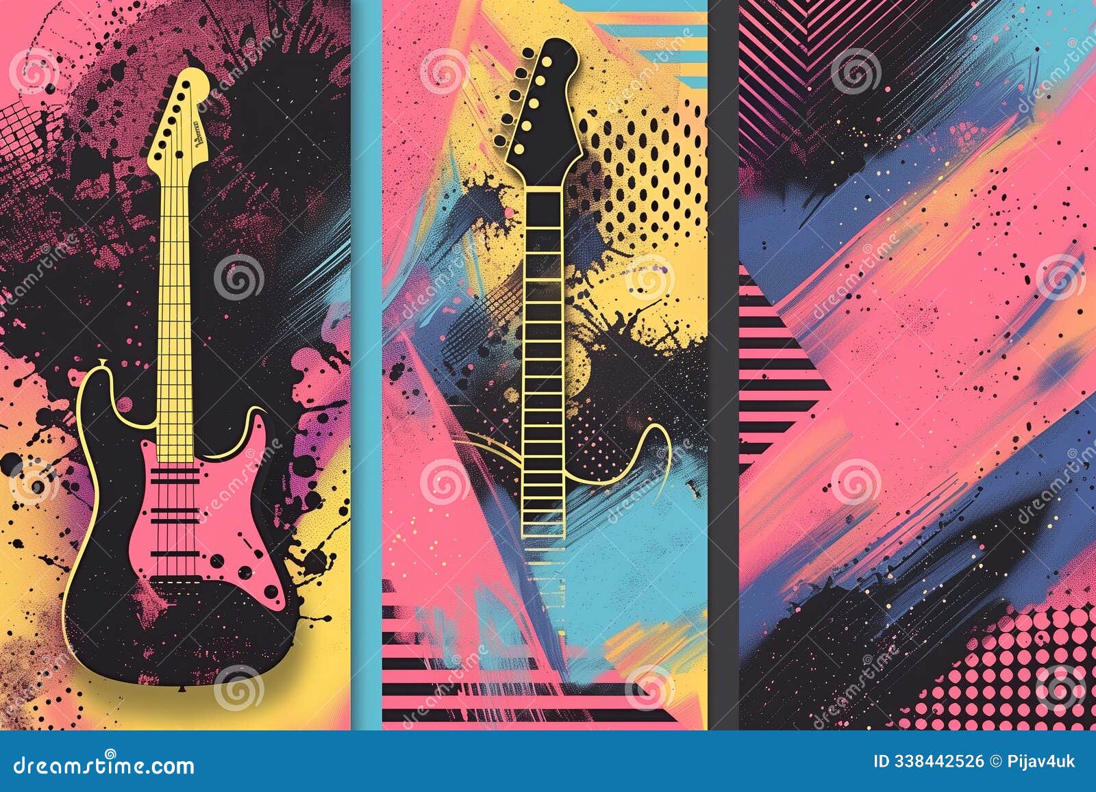 Cool Banner Graphics and Halftone Music Poster Background Templates Set ...
