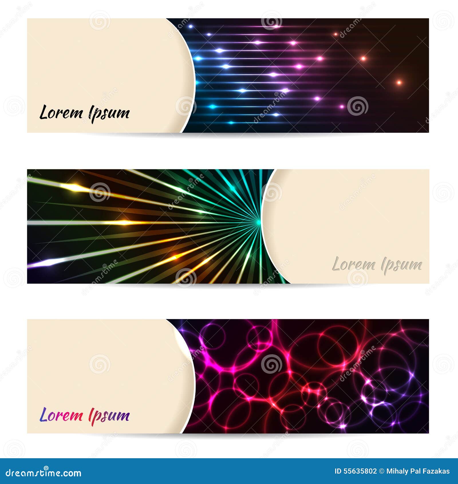 Cool Banner Set of 3 with Bursting Laser Plasma Stock Vector ...