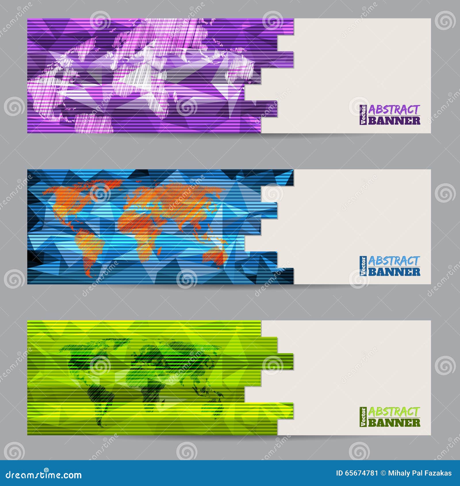 Cool Banner Set of Three with Abstract Stripes Stock Vector ...