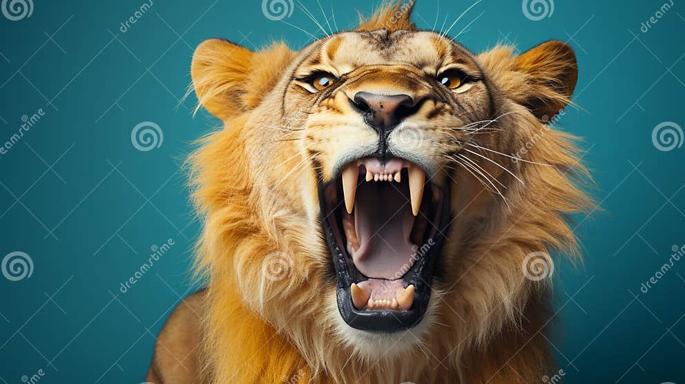Cool Beautiful Lion Holding and Screaming. Generative Ai Stock Photo ...