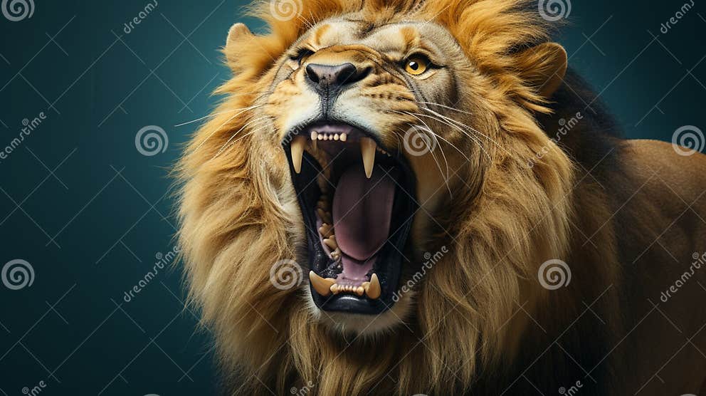Cool Beautiful Lion Holding and Screaming. Generative Ai Stock ...