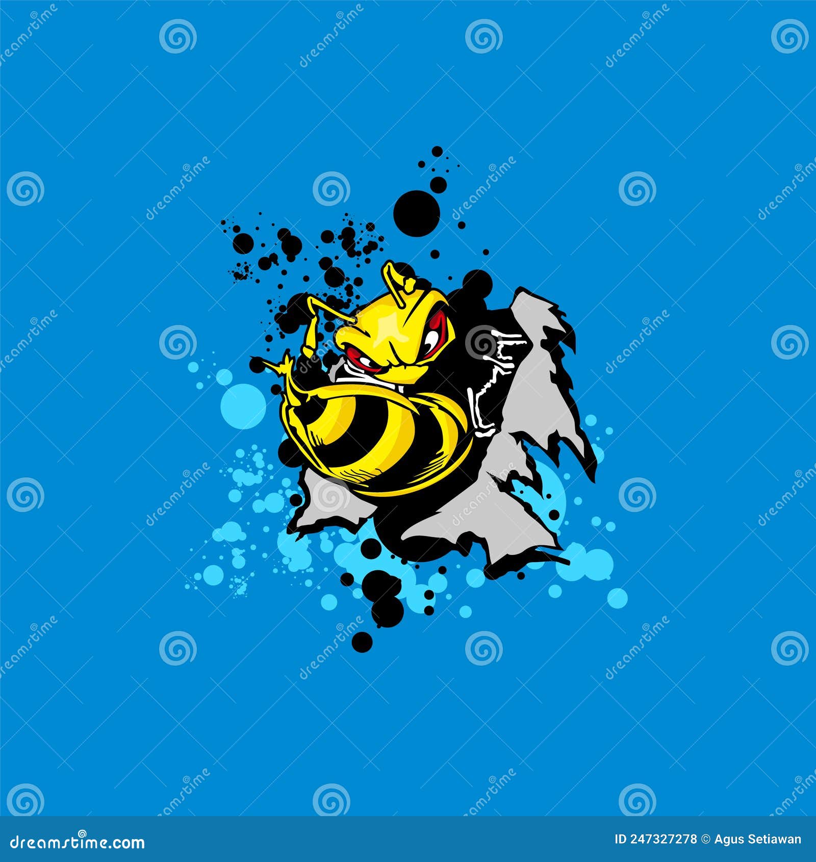 Cool Yellow Bee, Vector Illustration Combination Can Be Re-edited Stock ...