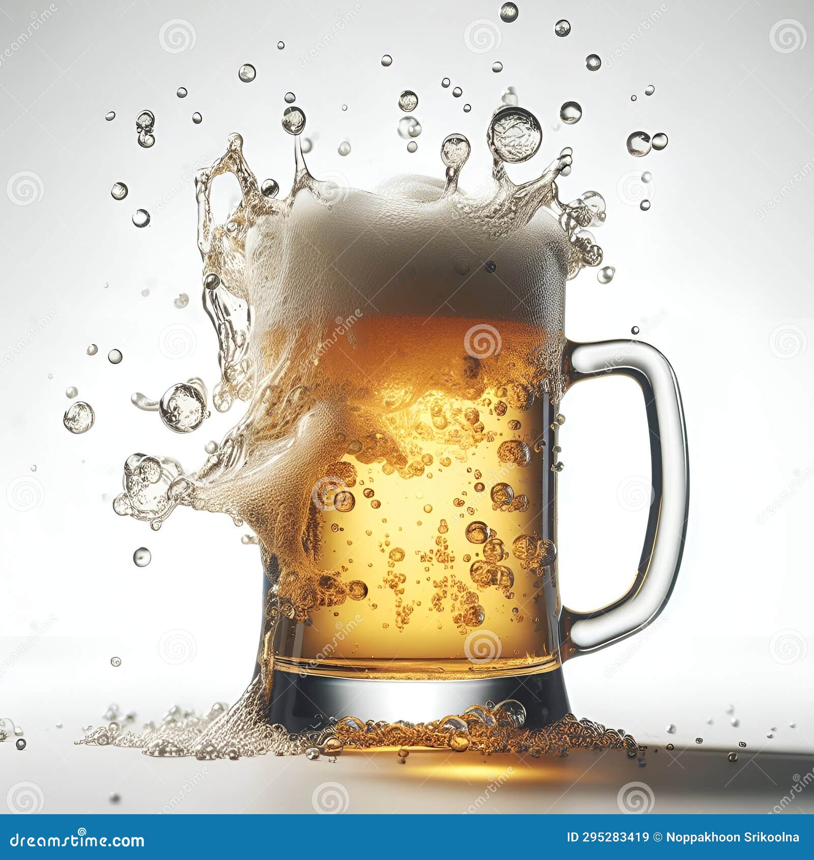 Cool Beer in a Clear Glass Cup with Ice and Beer Bubble, Which Was ...