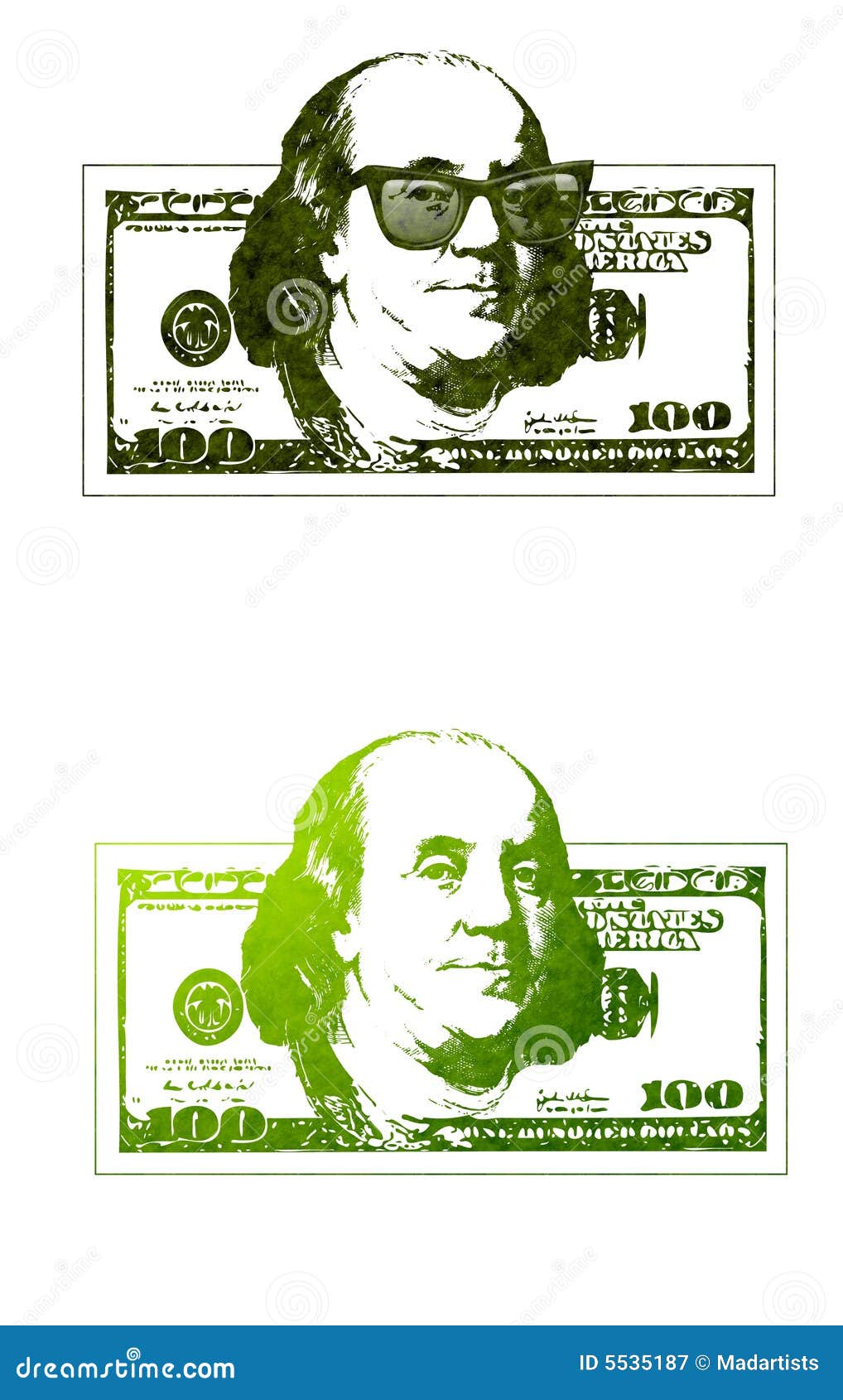 Cool Ben Franklin 100 Dollar Bills Stock Illustration - Illustration of ...