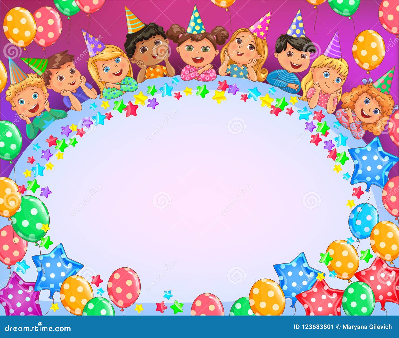 Birthday Bright Frame Cute Kids Stock Vector - Illustration of ...