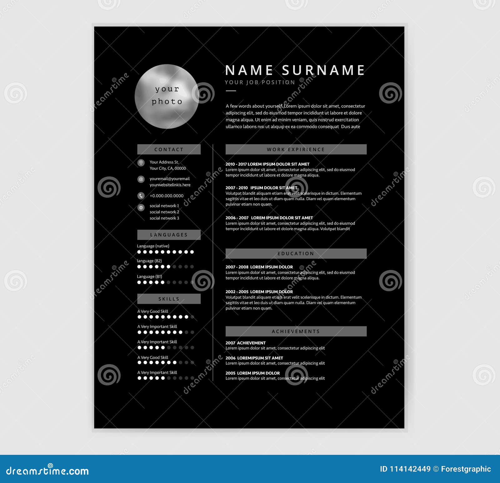 Cool Black CV Resume Template Design for a Designer or Programmer ...