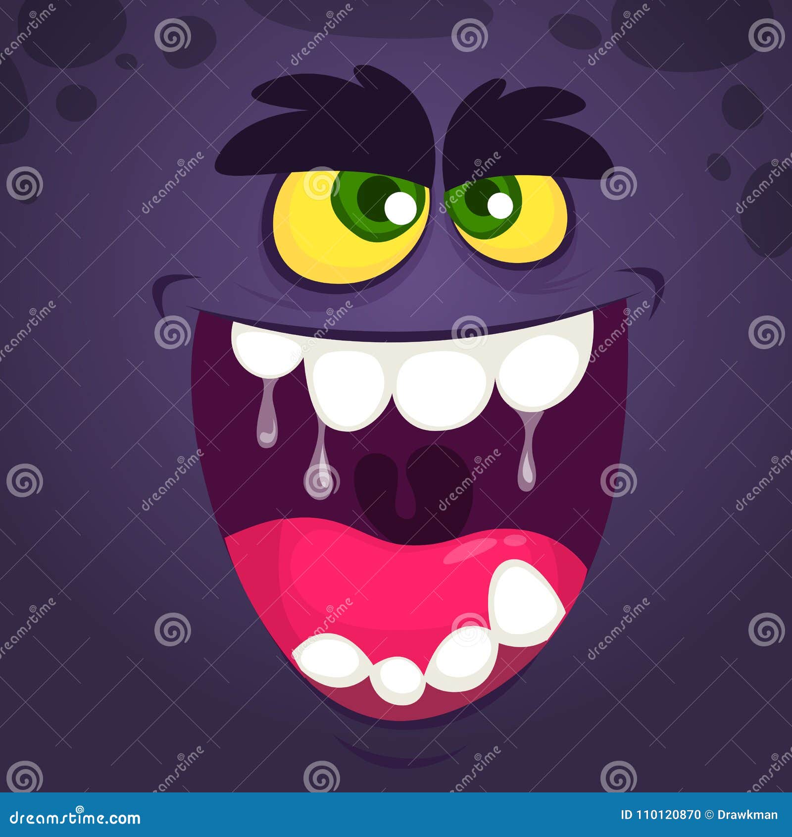 Cool Black Monster Face. Cartoon Vector Illustration. Stock Vector ...