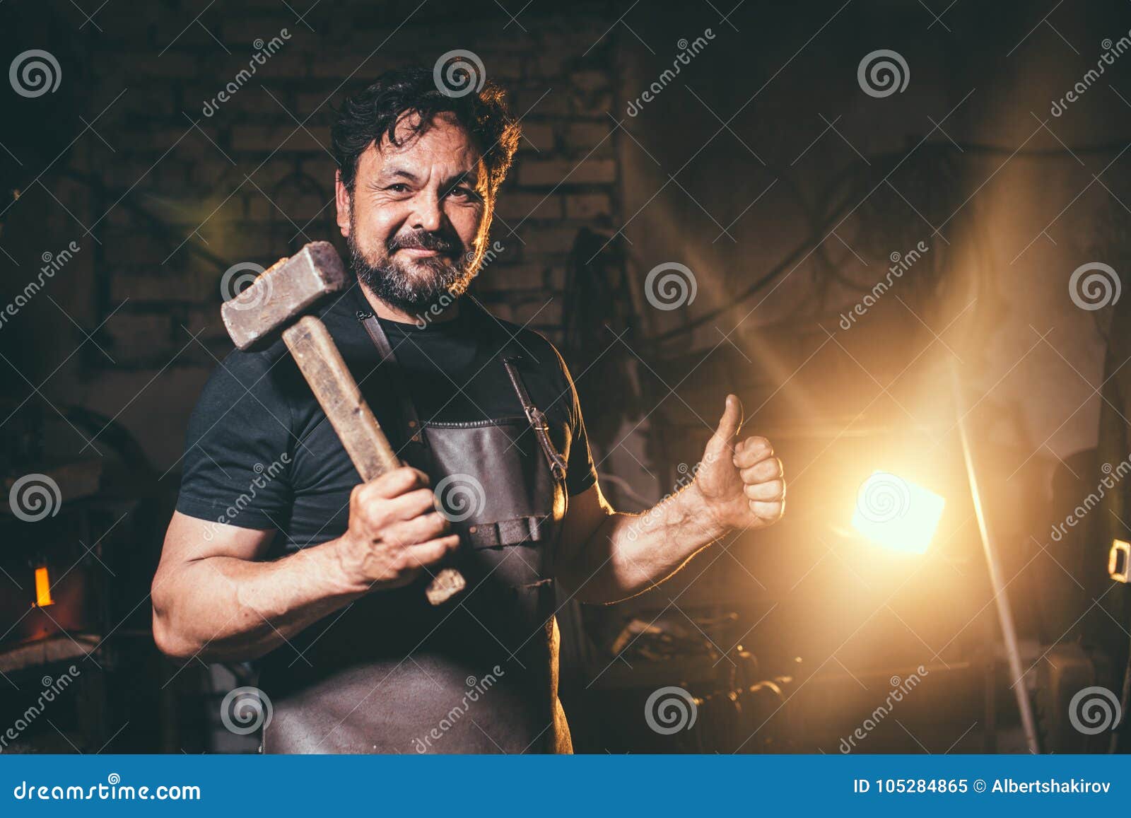 Blacksmith Portrait with Beard in Workshop Stock Image - Image of ...