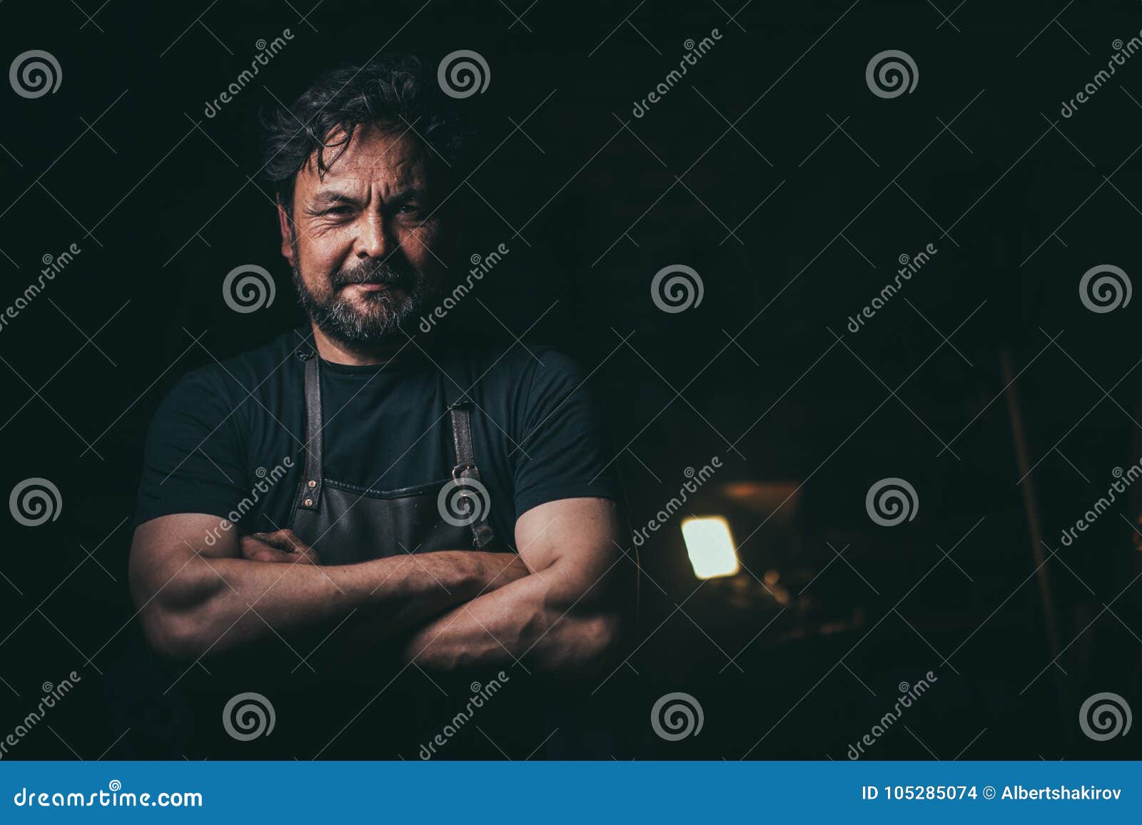 Blacksmith Portrait with Beard in Workshop Stock Photo - Image of fire ...