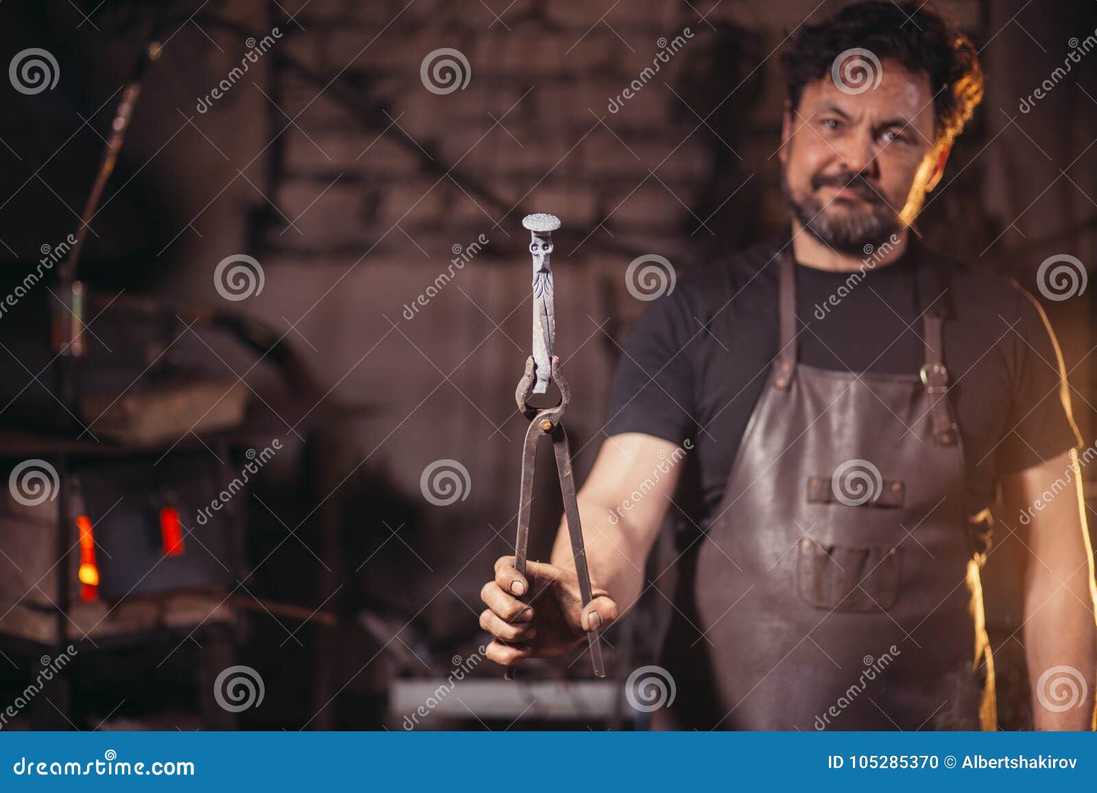 Blacksmith Portrait with Beard in Workshop Stock Photo - Image of male ...