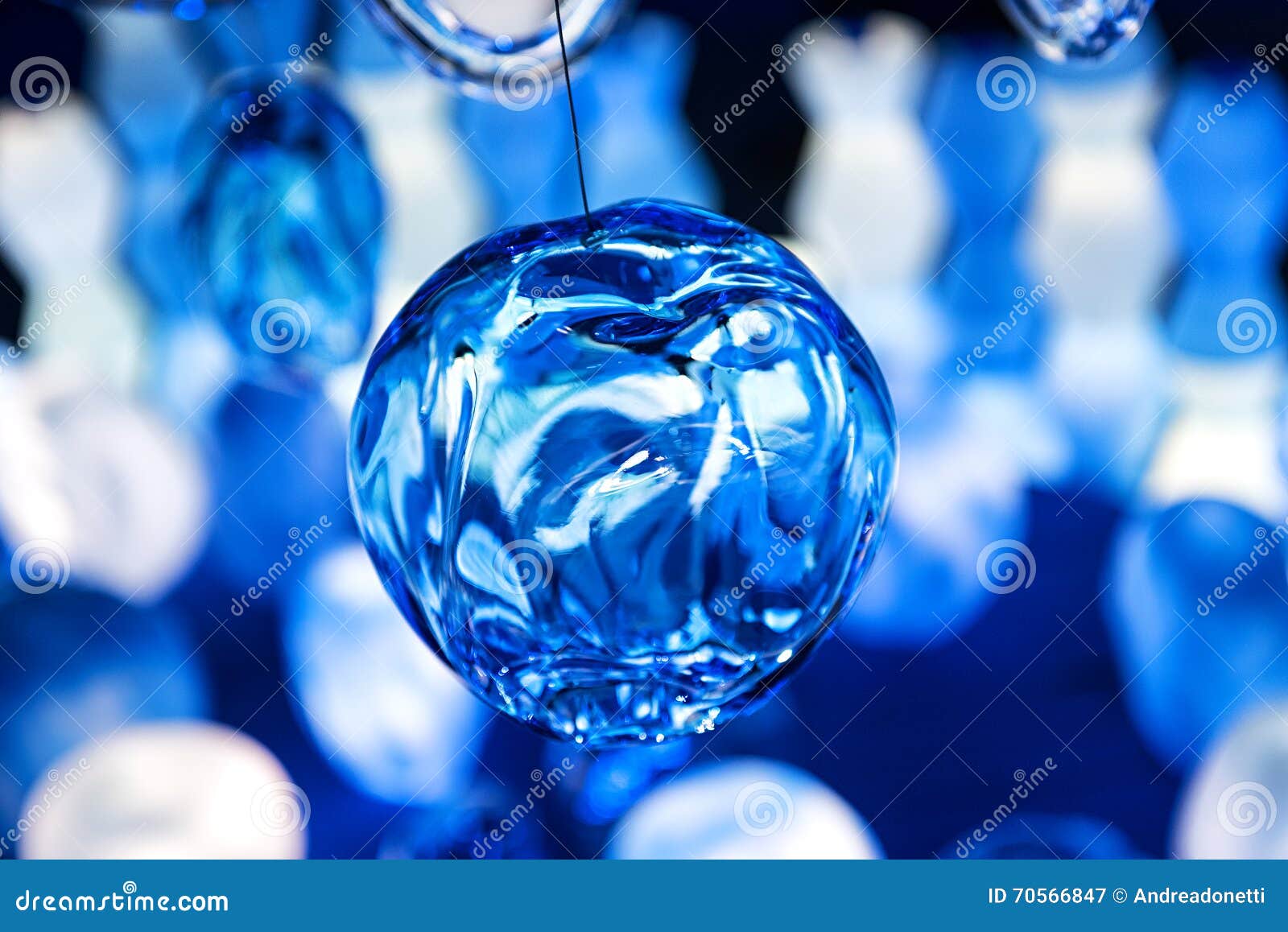 Cool Blue Glass Ball with Creases Stock Image - Image of ornate ...