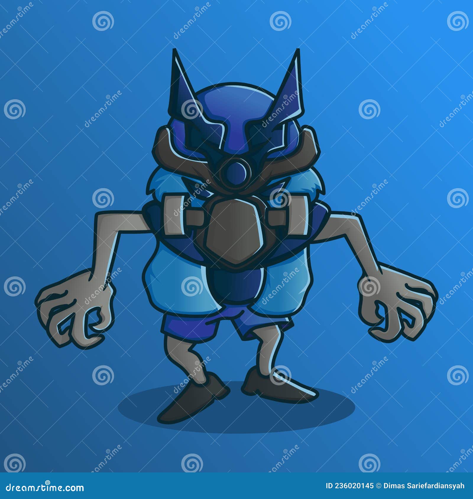 Cool Blue Goblin Mascot Character Design Using a Mask Stock Vector ...