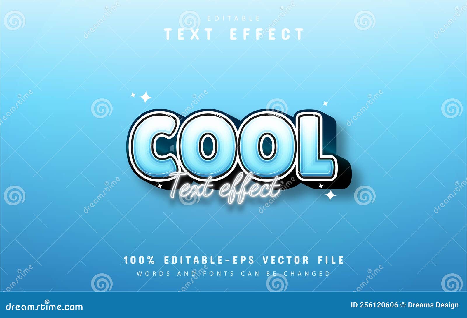 Cool Blue Gradient Style Text Effect Stock Vector - Illustration of ...