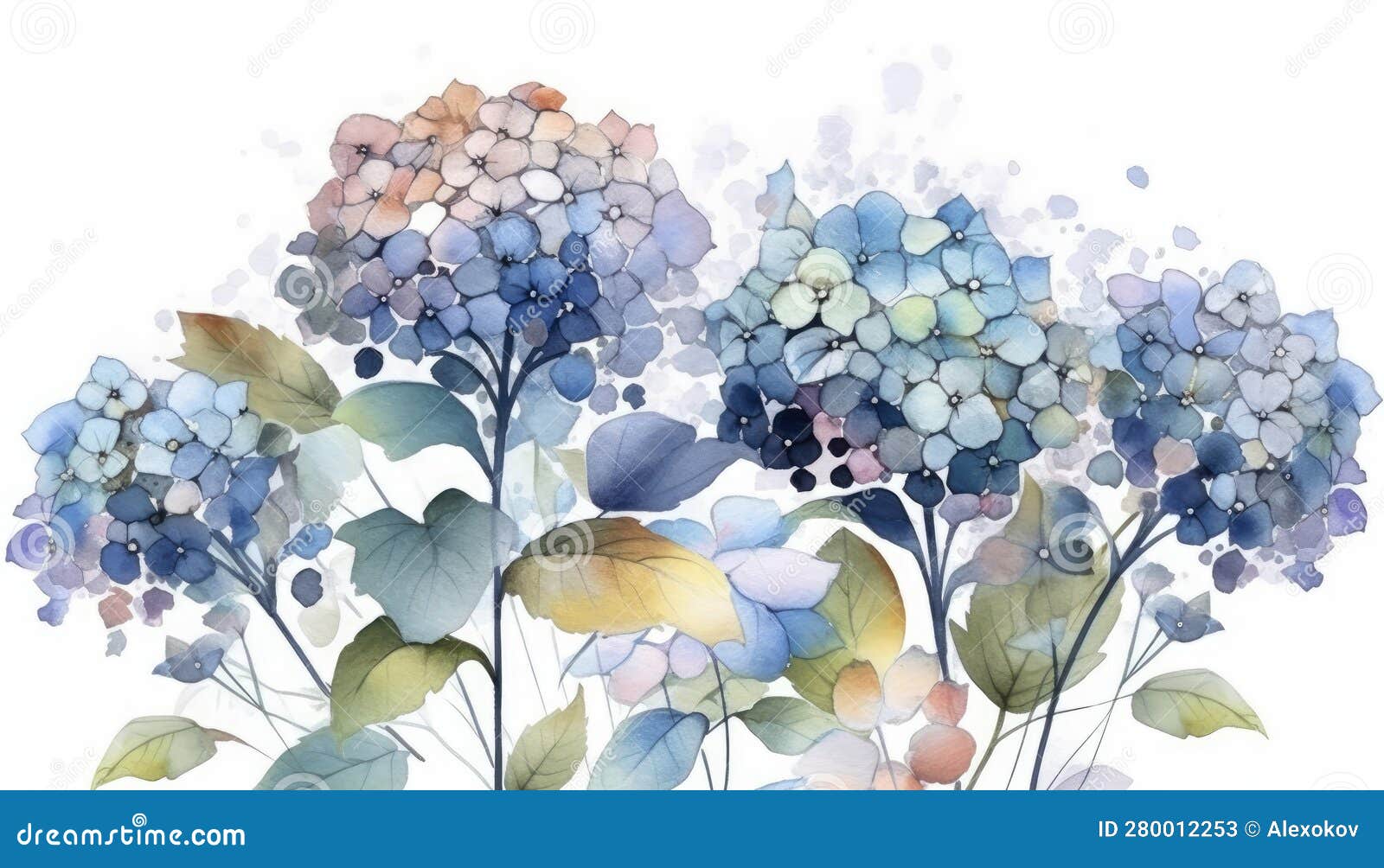 Cool Blue Hydrangea Cluster on White Background for Contemporary ...