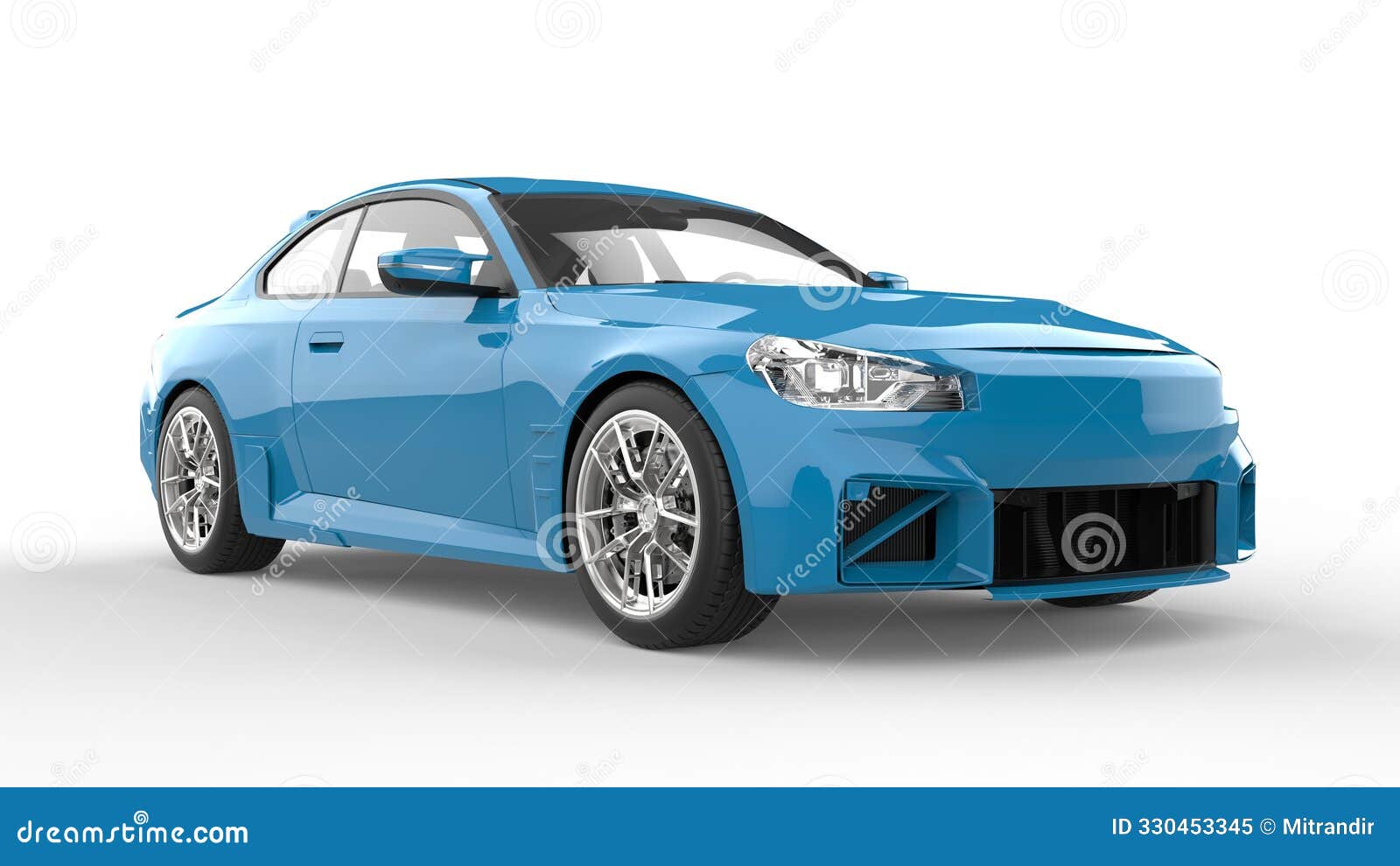 Cool Blue Modern Fast Electric Car - Front Side View Stock Image ...