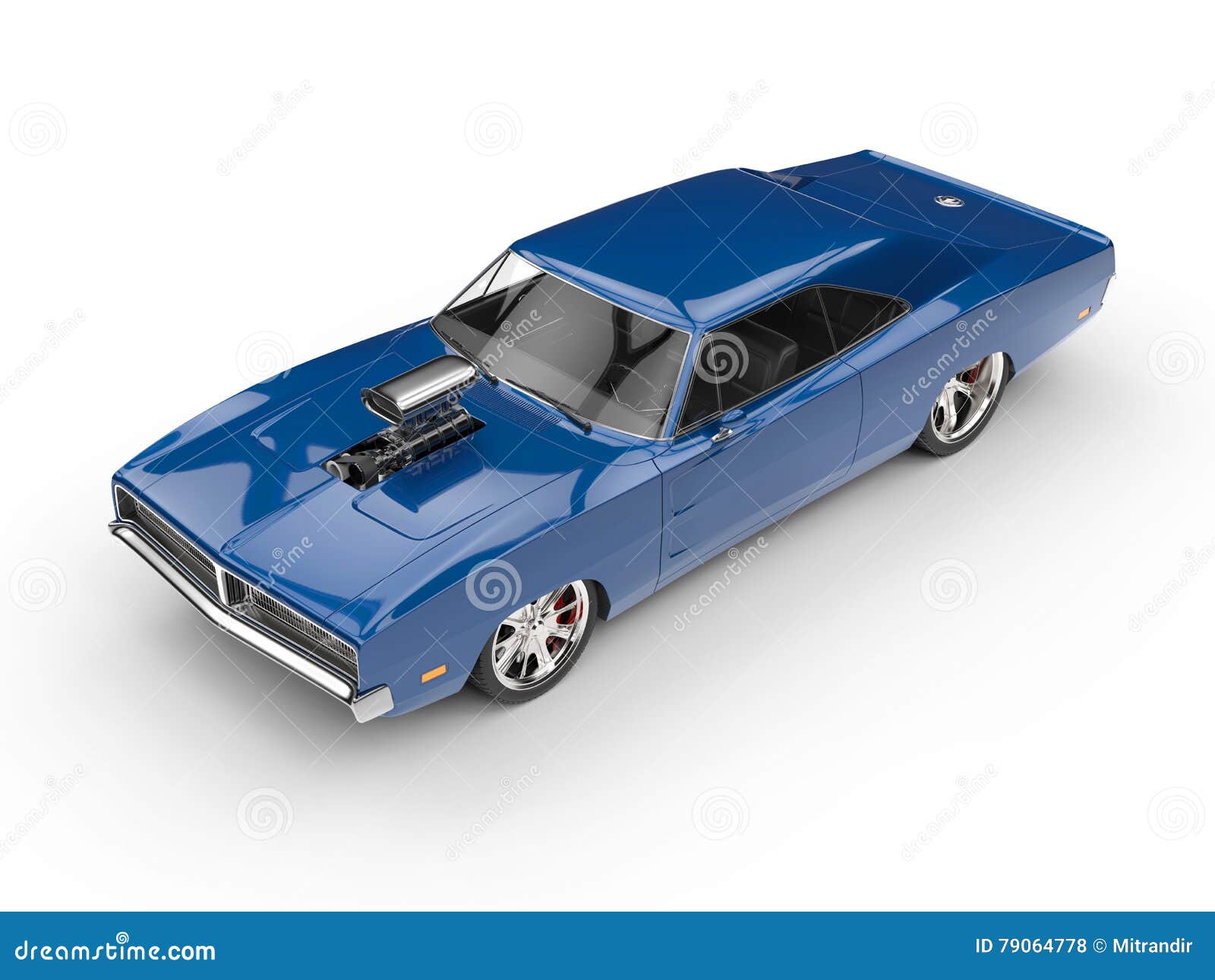 Cool Blue Muscle Car - Top View Stock Illustration - Illustration of ...