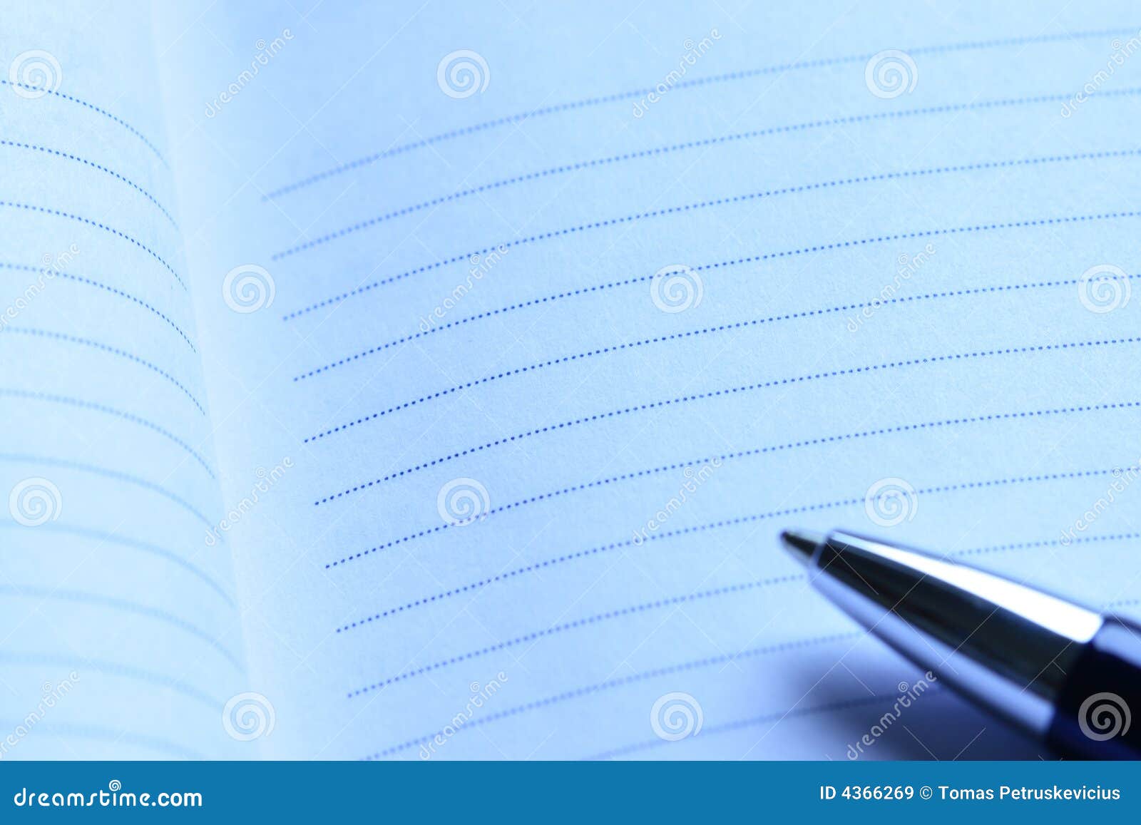 Cool Blue Notebook with Pen Stock Image - Image of lines, paper: 4366269