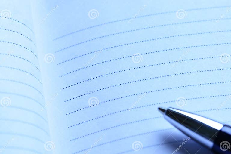 Cool Blue Notebook with Pen Stock Image - Image of lines, paper: 4366269