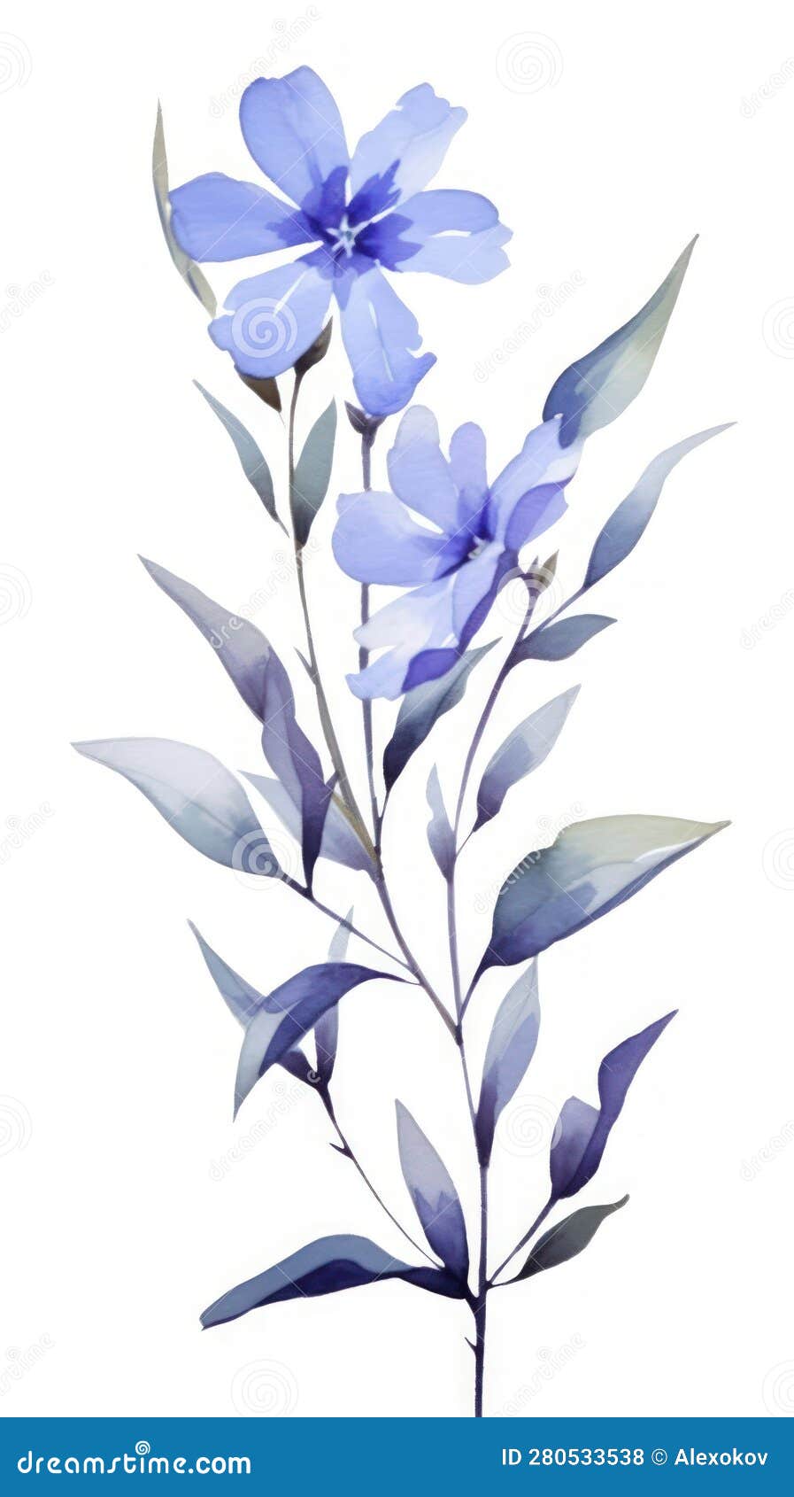 Cool Blue Periwinkle Bundle in Modern Style on White Background . Stock ...