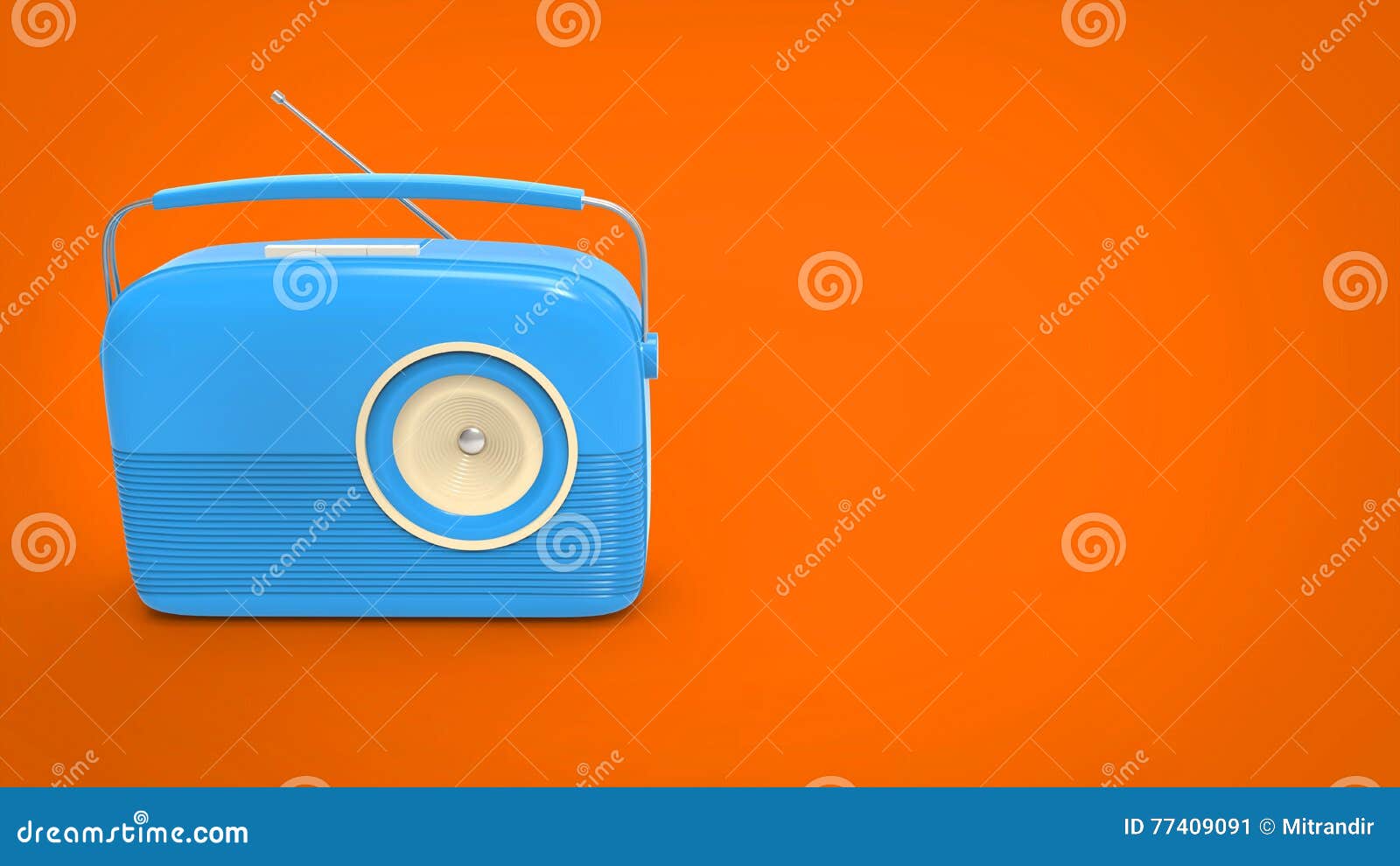 Cool blue vintage radio stock illustration. Illustration of metal ...