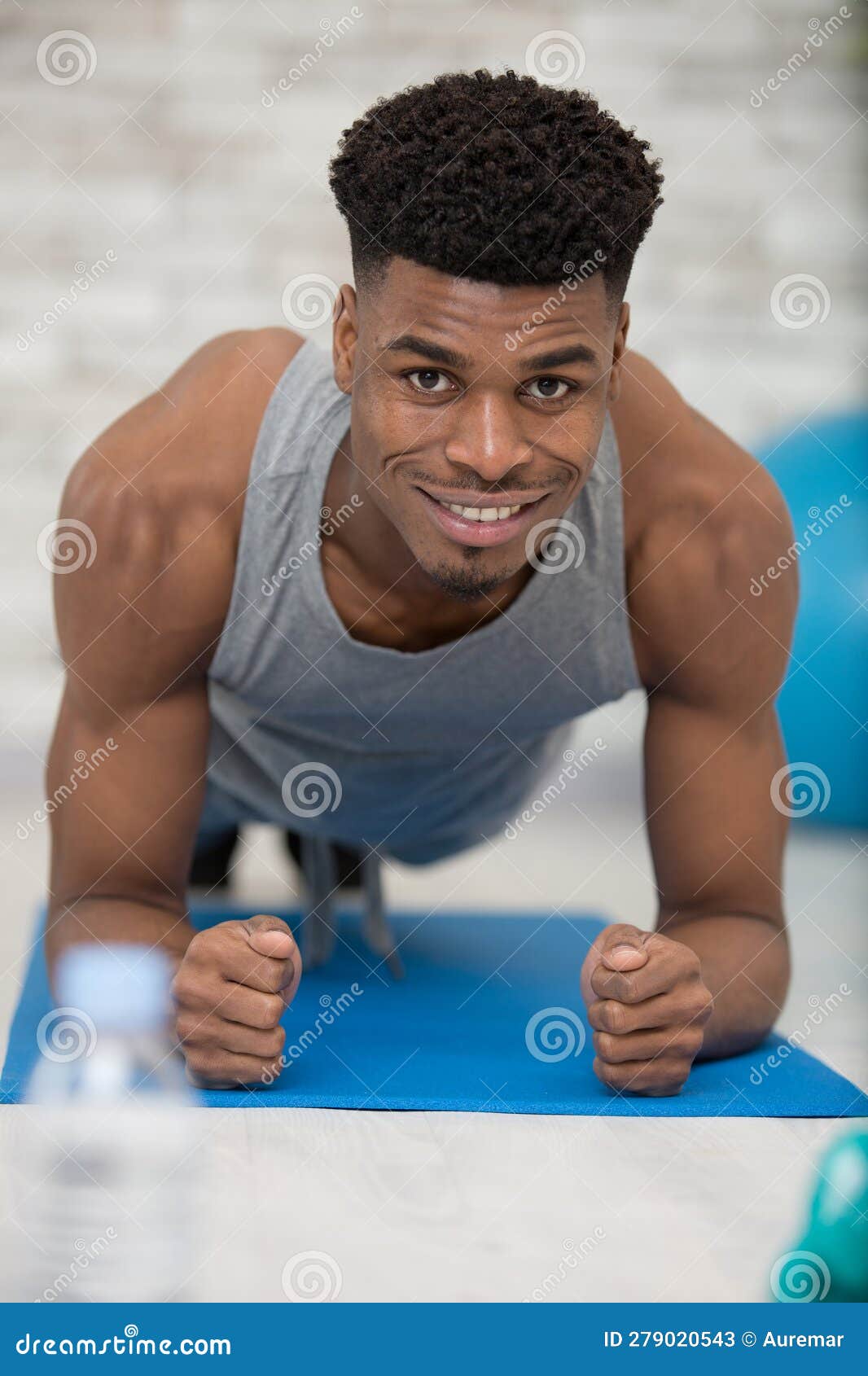 Cool Bodybuilder Performing Plank in Gym Stock Image - Image of indoors ...