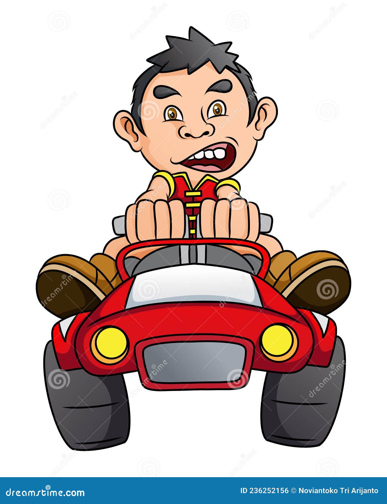 The Cool Boy is Driving the Car so Fast Stock Vector - Illustration of ...