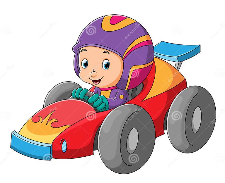 The Cool Boy is Playing the Car Stock Vector - Illustration of auto ...