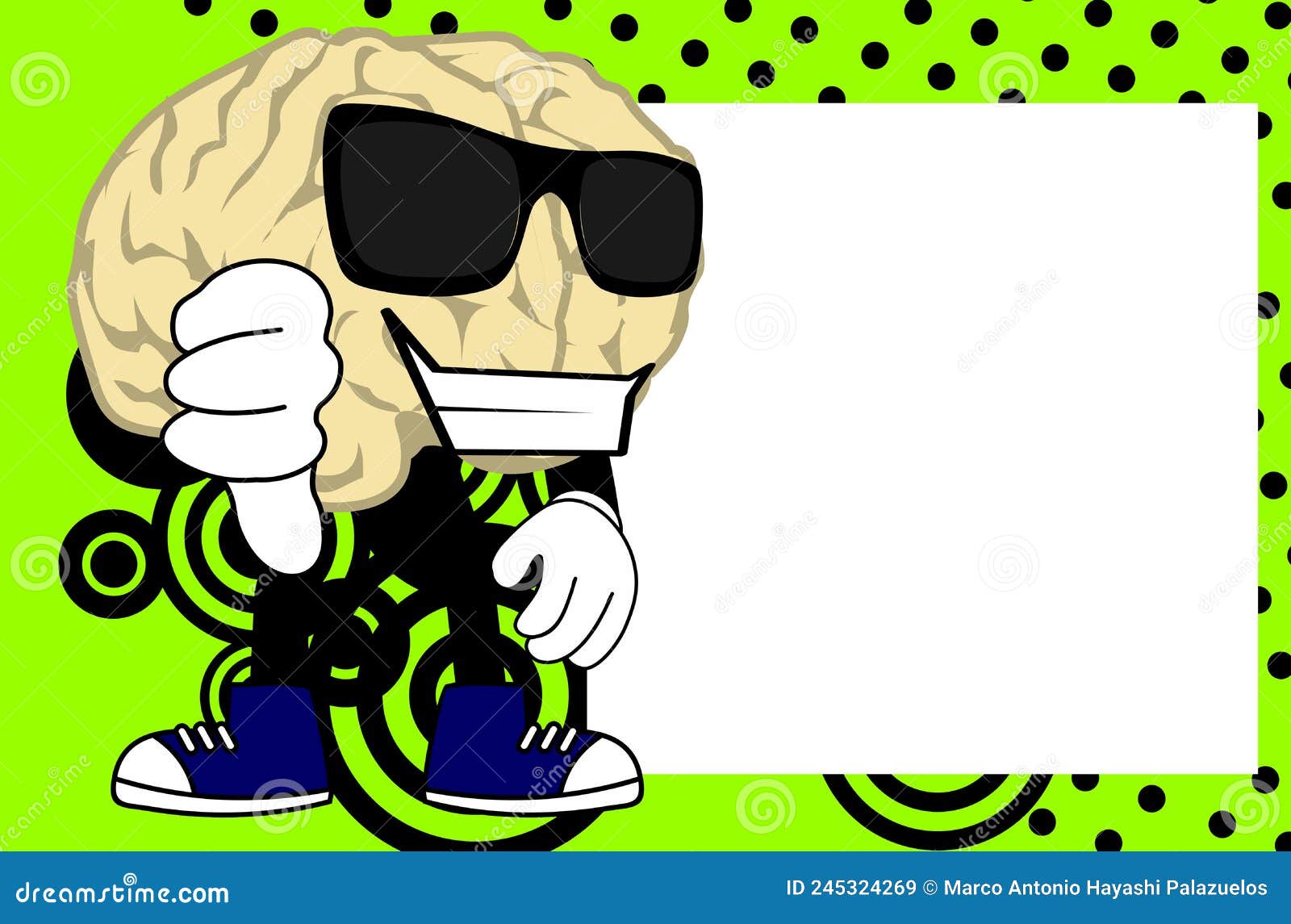 Cool Brain Cartoon Pictureframe Background Stock Vector - Illustration ...