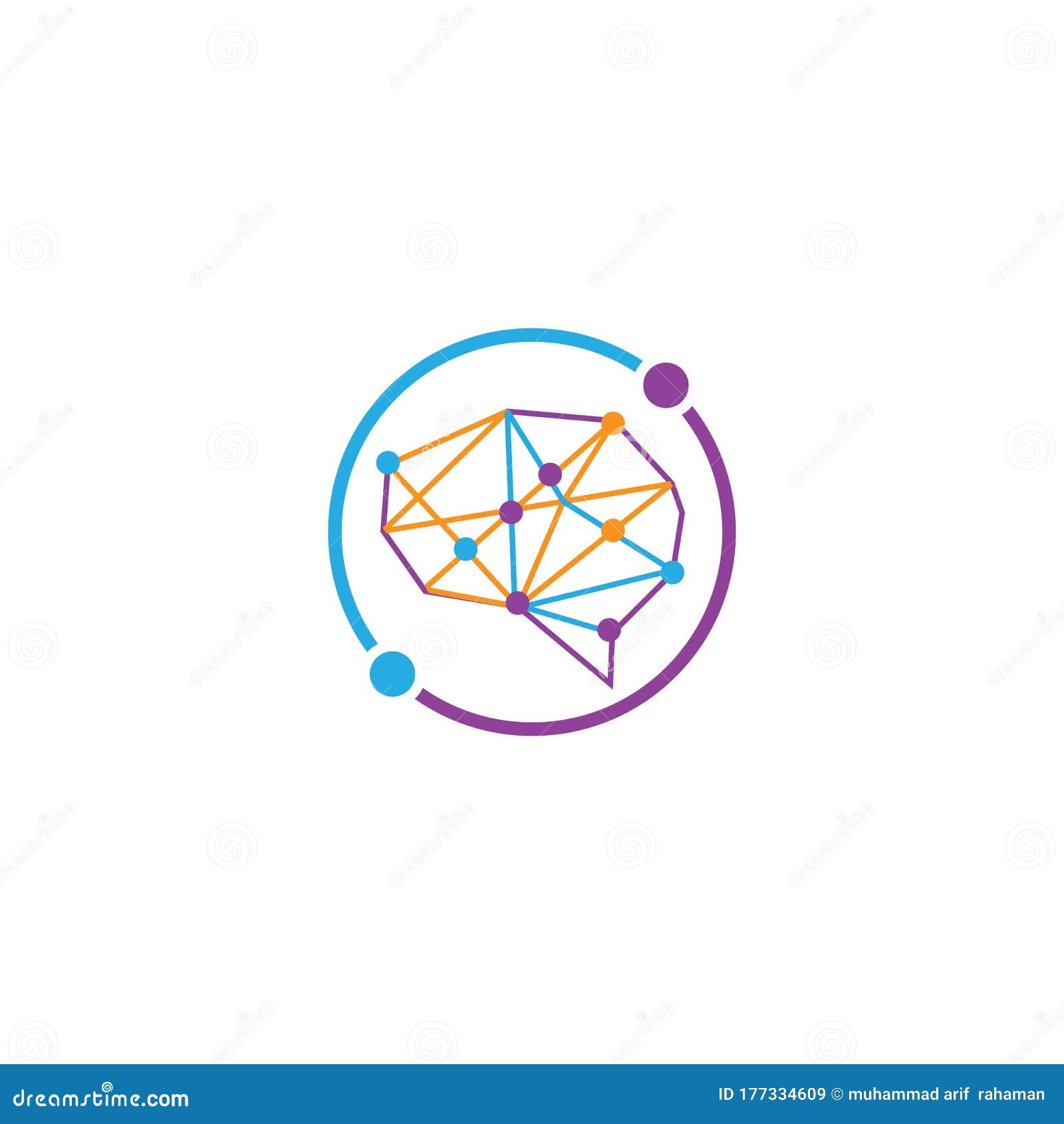 Cool Brain Logo Think Idea Concept Connected Dots Design Vector ...