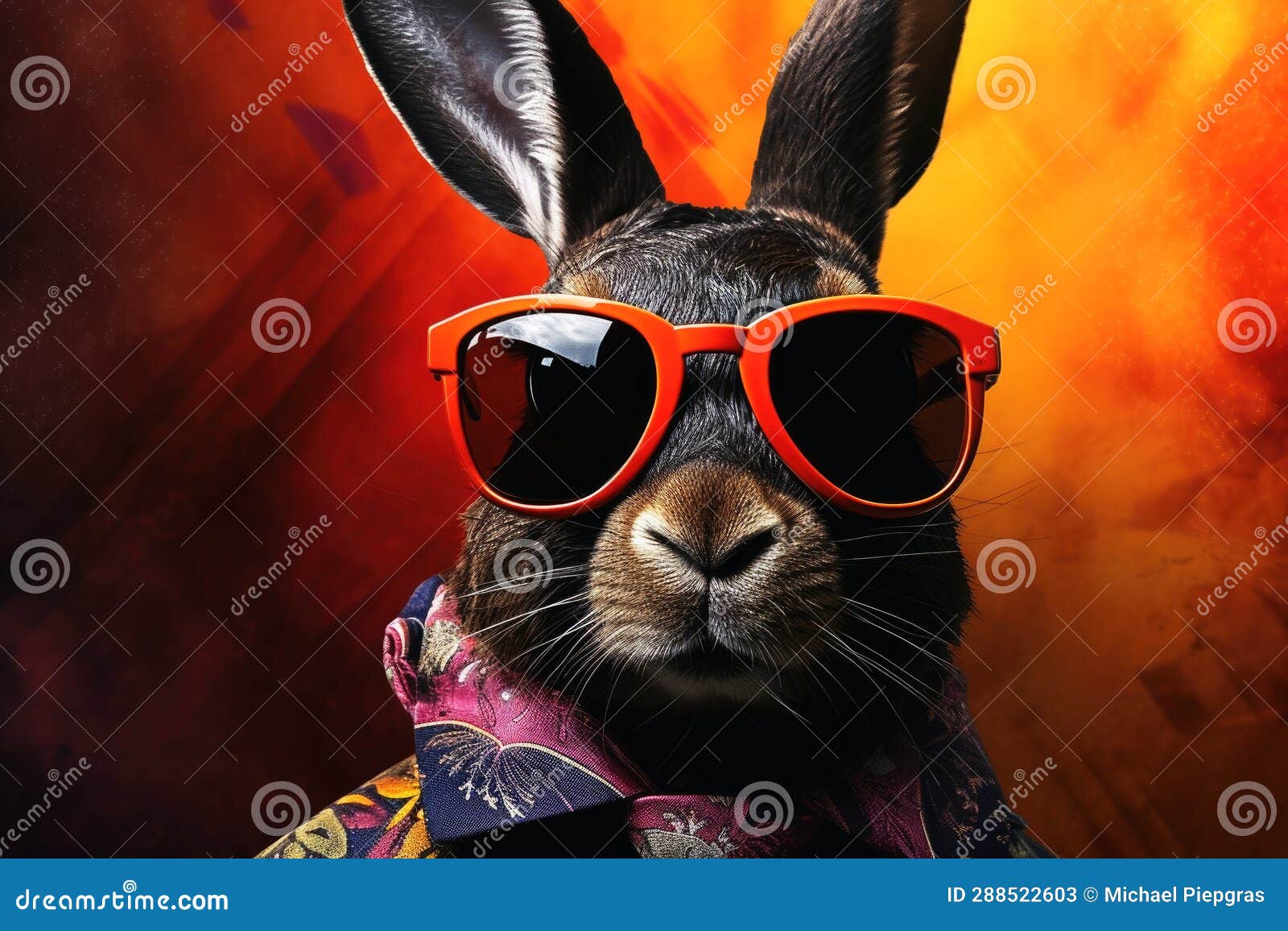 Cool Bunny with Sunglasses on Colored Background Stock Image - Image of ...