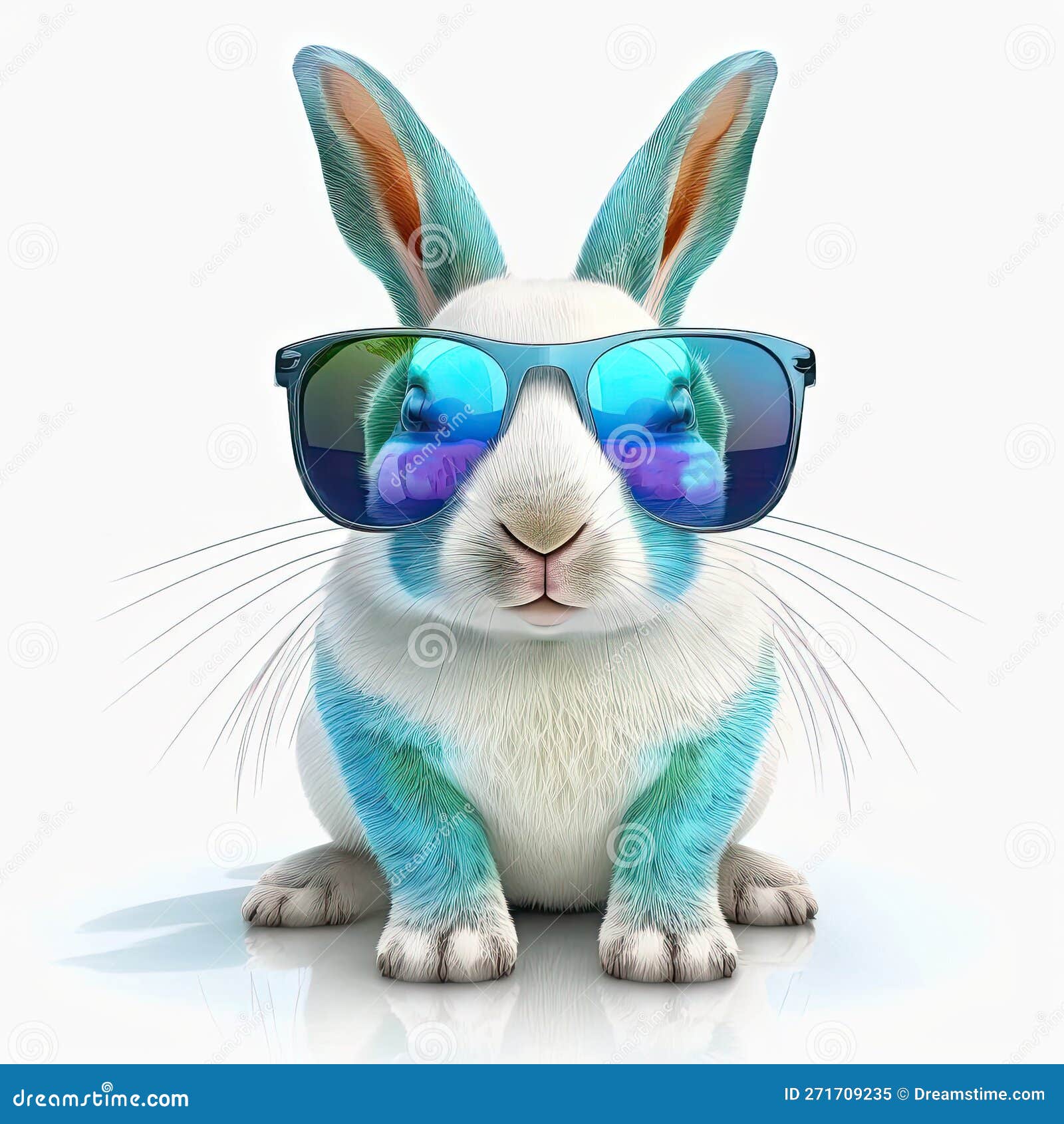 Cool Bunny With Sunglasses On A White Background Happy Easter Card