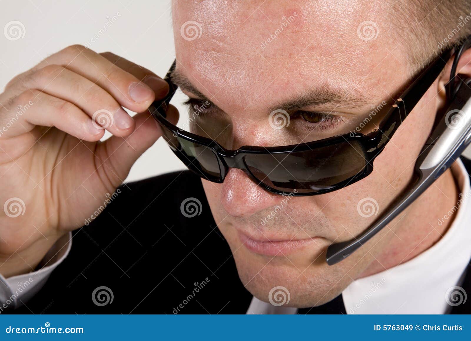 Cool Businessman or Agent in Shades Stock Image - Image of headset ...