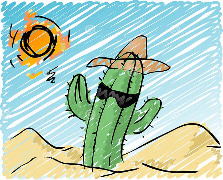 Cool cactus stock vector. Illustration of sketch, deserts - 3368564