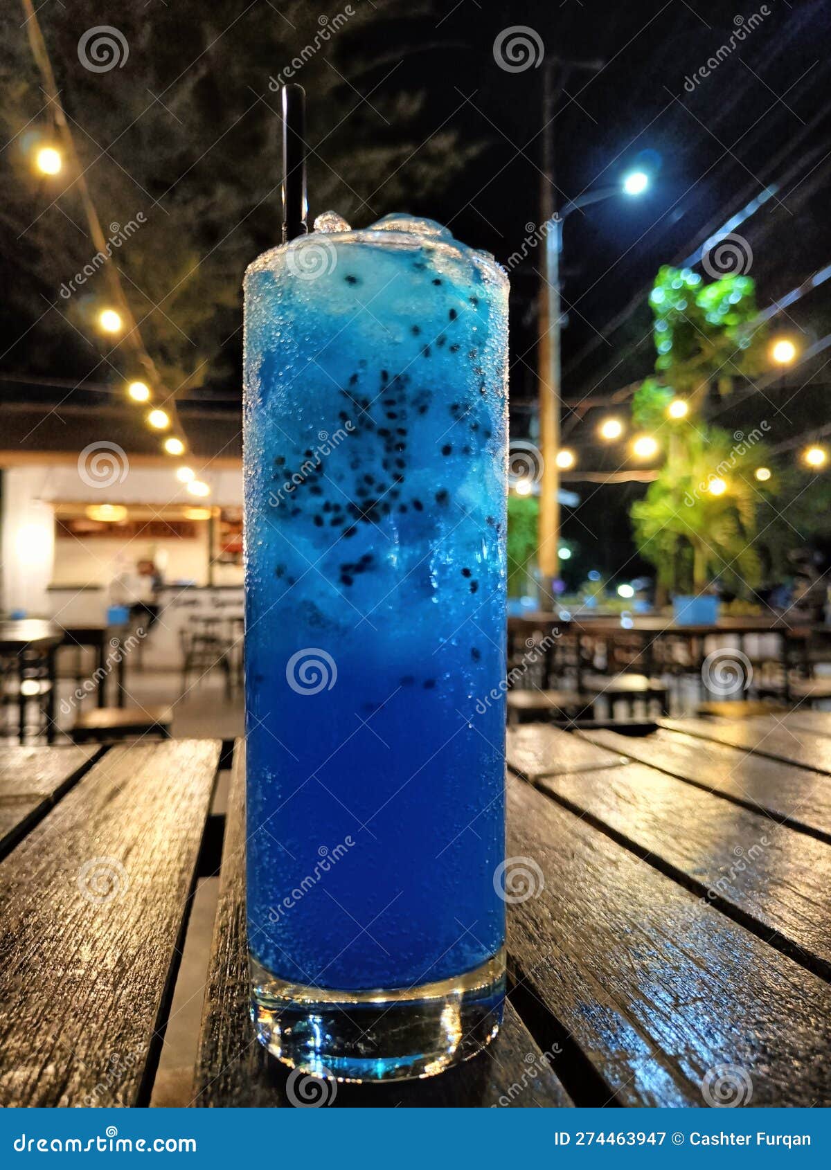 Cool and Calming: a Cold Blue Ocean Drink with a Cafe Vibe Stock Image ...