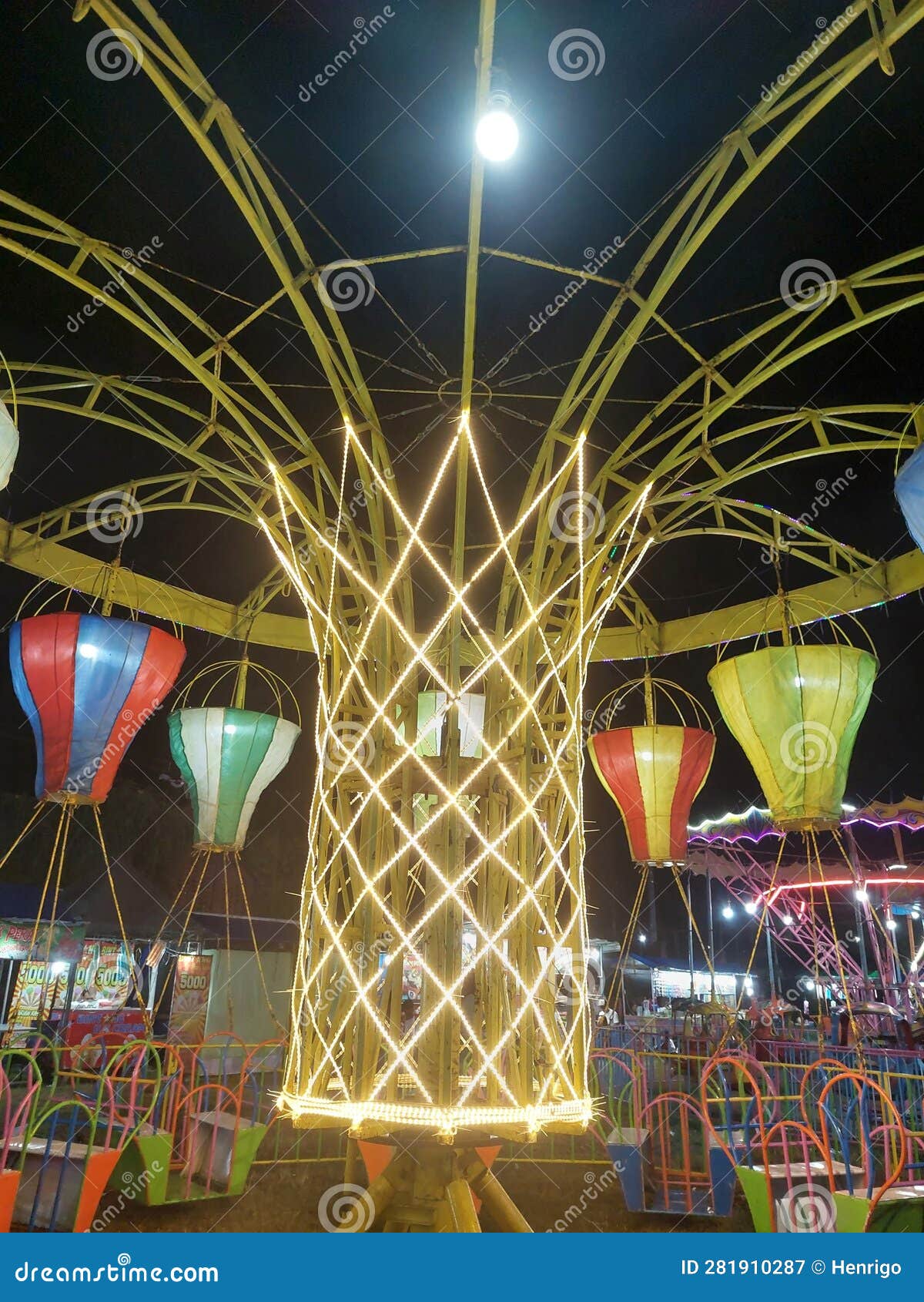 Cool Carousels at the Location of the Night Market Stock Image - Image ...