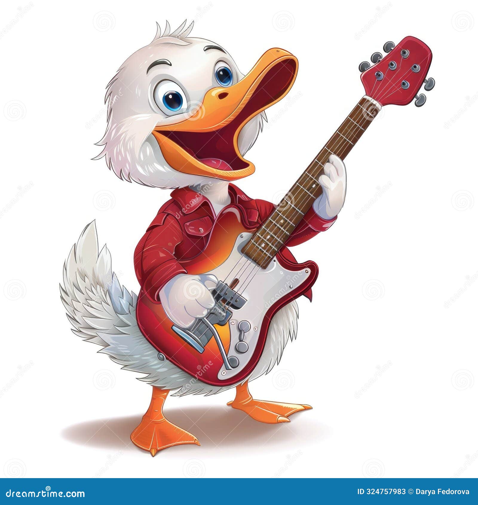 Cool Cartoon Duck Playing Electric Guitar Stock Illustration ...