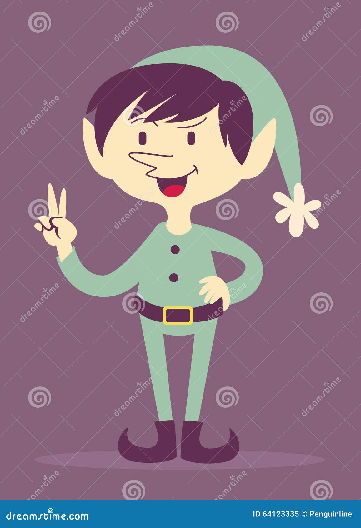 Cool Cartoon Elf Making a Peace Sign Stock Vector - Illustration of ...