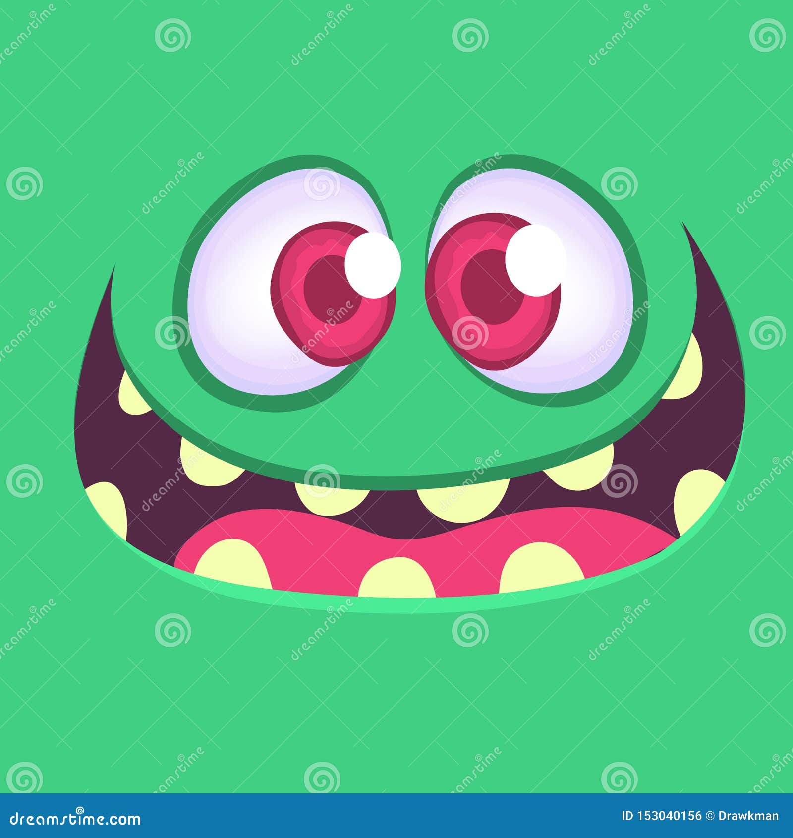 Cool Cartoon Monster Face. Halloween Vector Illustration. Stock Vector ...