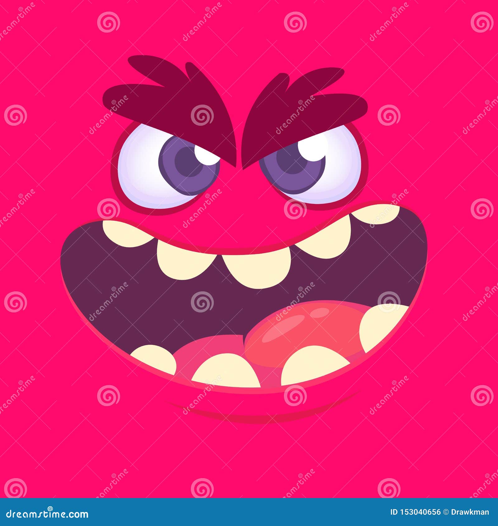 Cool Cartoon Monster Face. Halloween Vector Illustration. Stock Vector ...