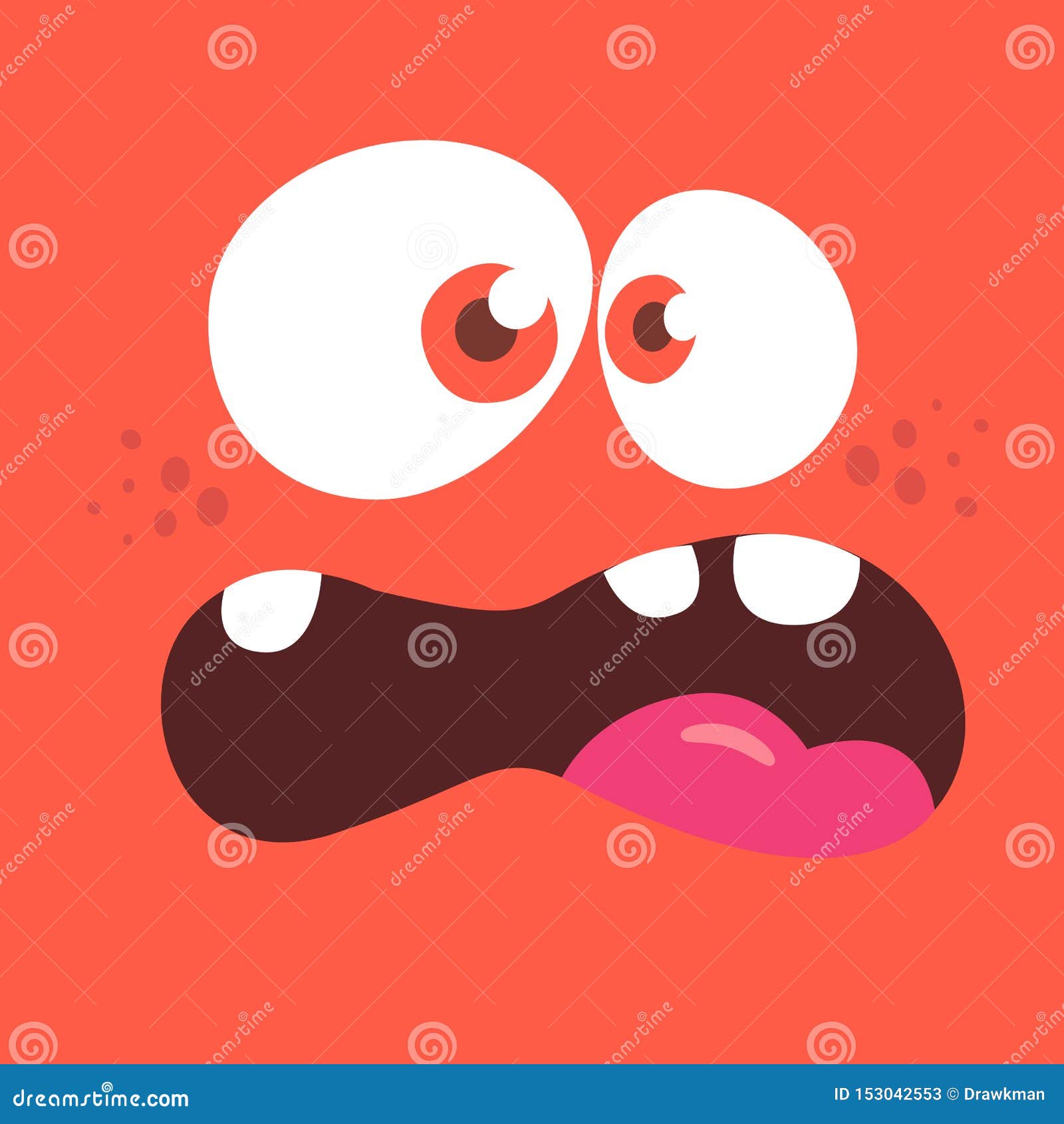 Cool Cartoon Red Monster Face. Halloween Vector Illustration. Stock ...
