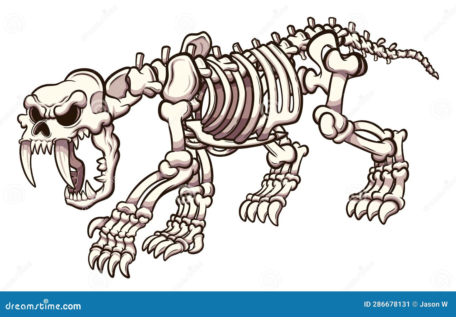 Cartoon Sabertooth Skeleton. Vector Illustration with Simple Gradients ...