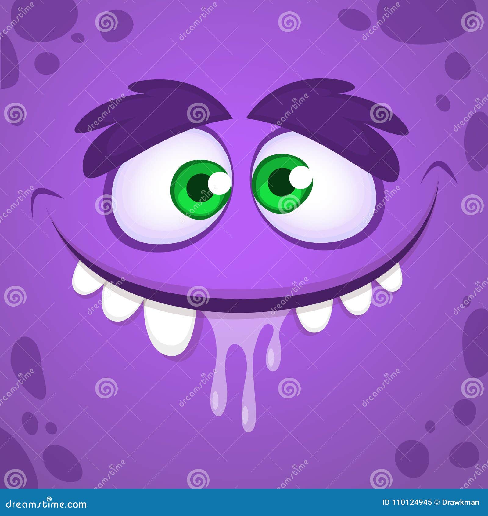 Cool Cartoon Vector Monster Face. Vector Halloween Illustration of ...