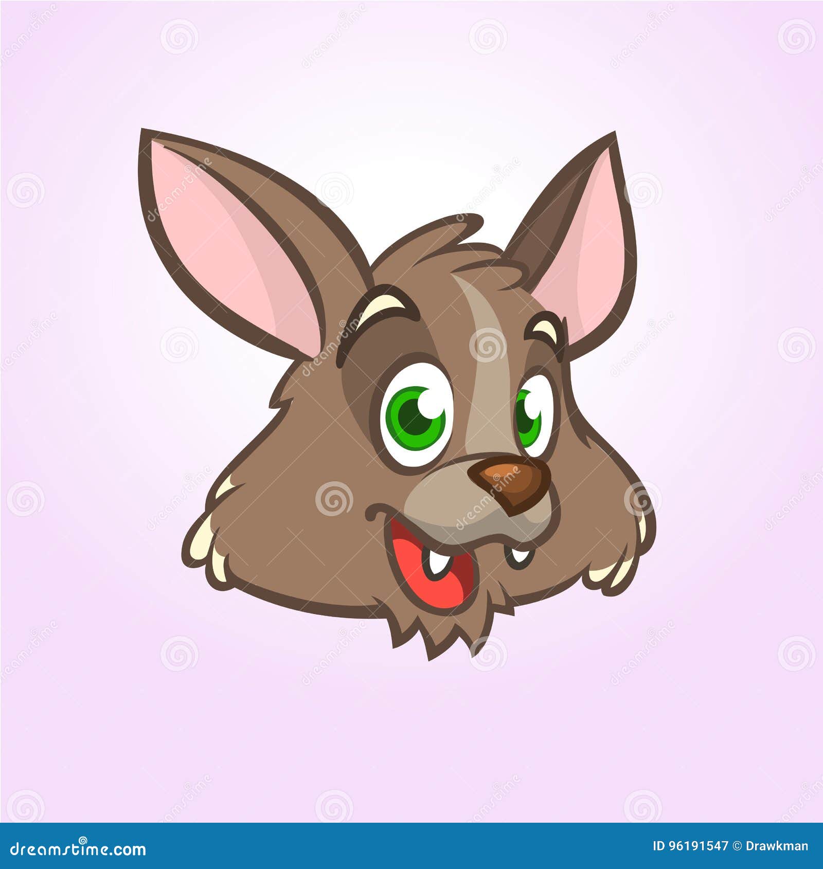 Cool Cartoon Wolf Head or Werewolf. Icon. Vector Illustration Isolated ...