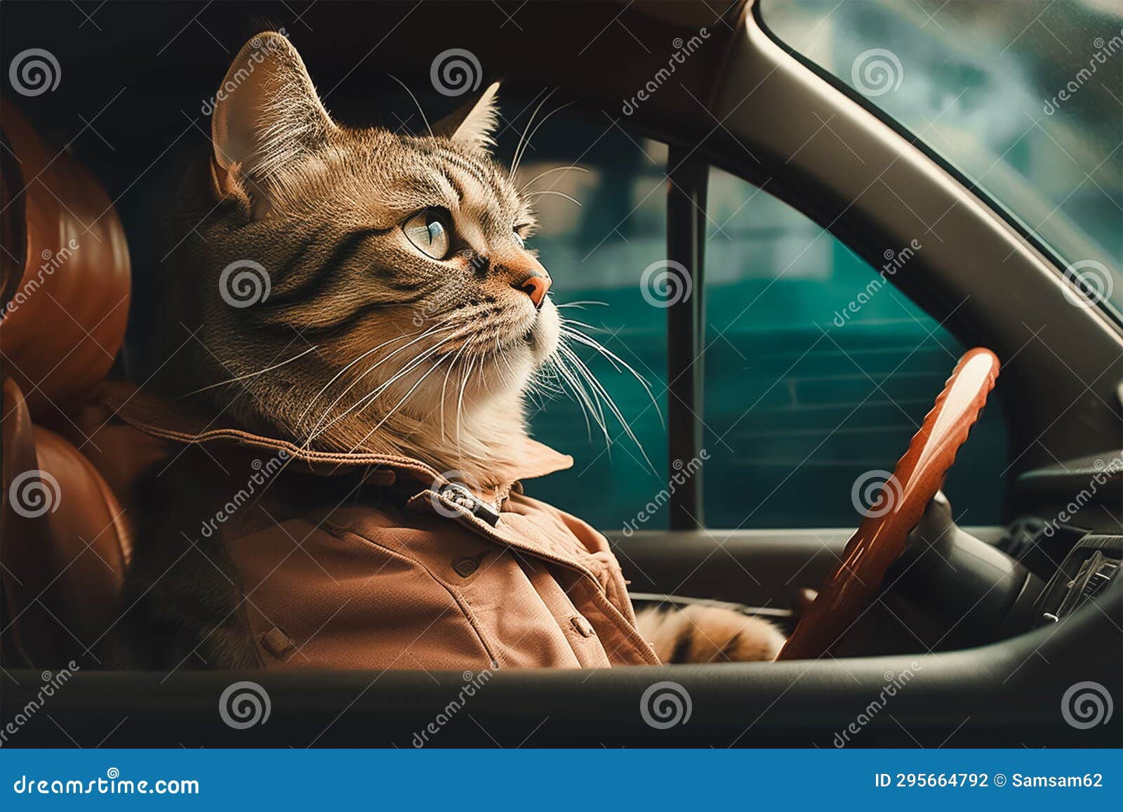 Driver Wearing Respirator Or Gas Mask. Bad Smell In The Car. Concept Of ...