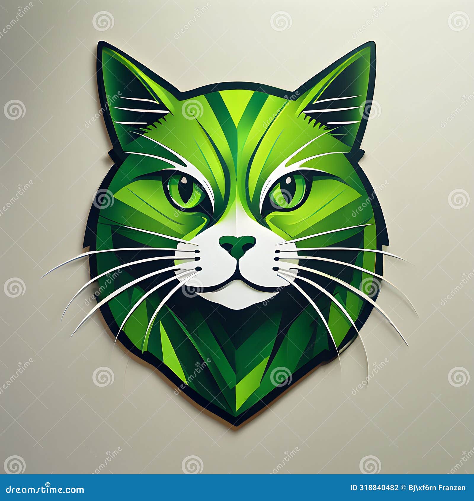 Green Cat Logo stock illustration. Illustration of playful - 318840482