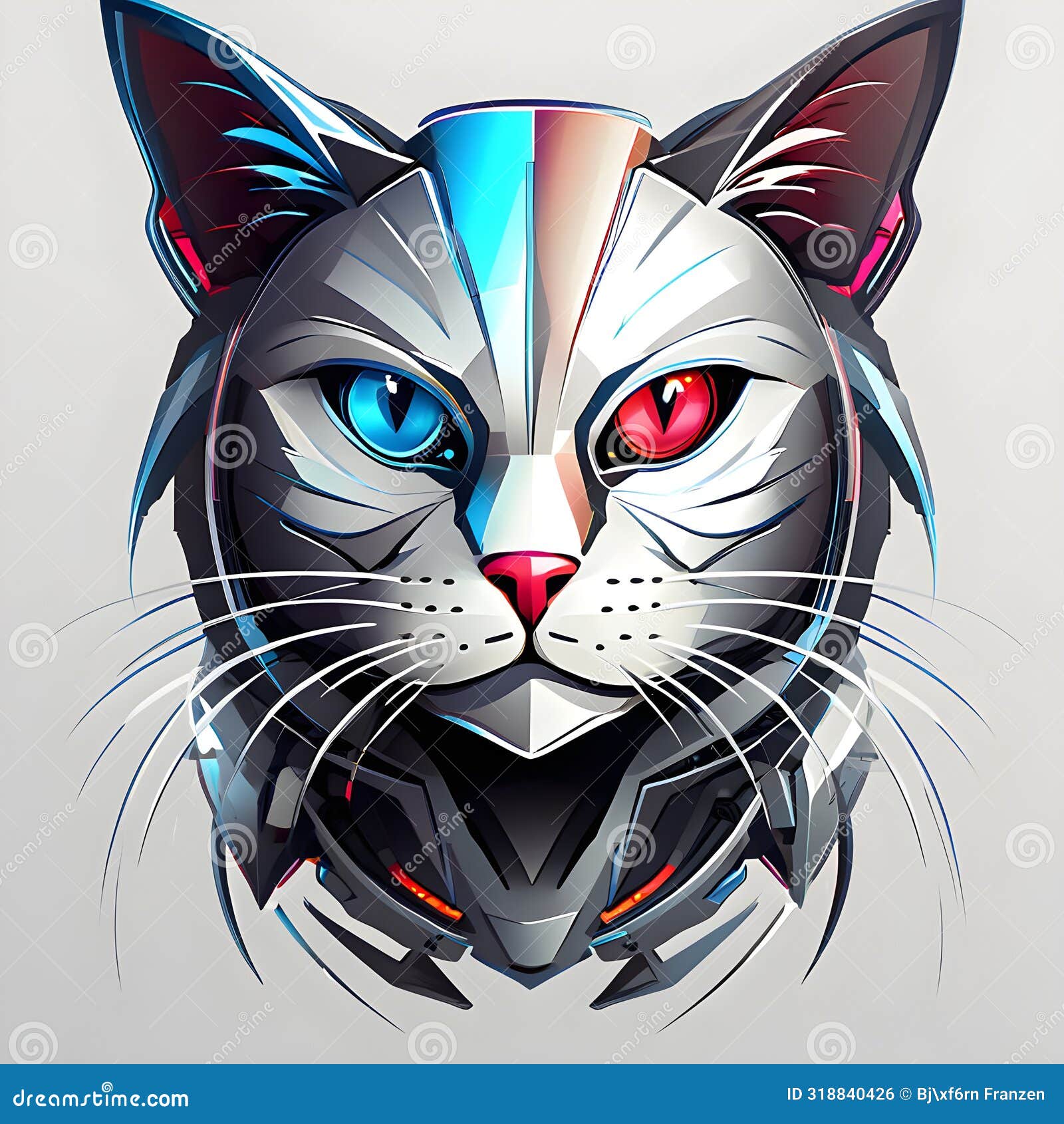 Robotic Cat Logo stock illustration. Illustration of fluffy - 318840426