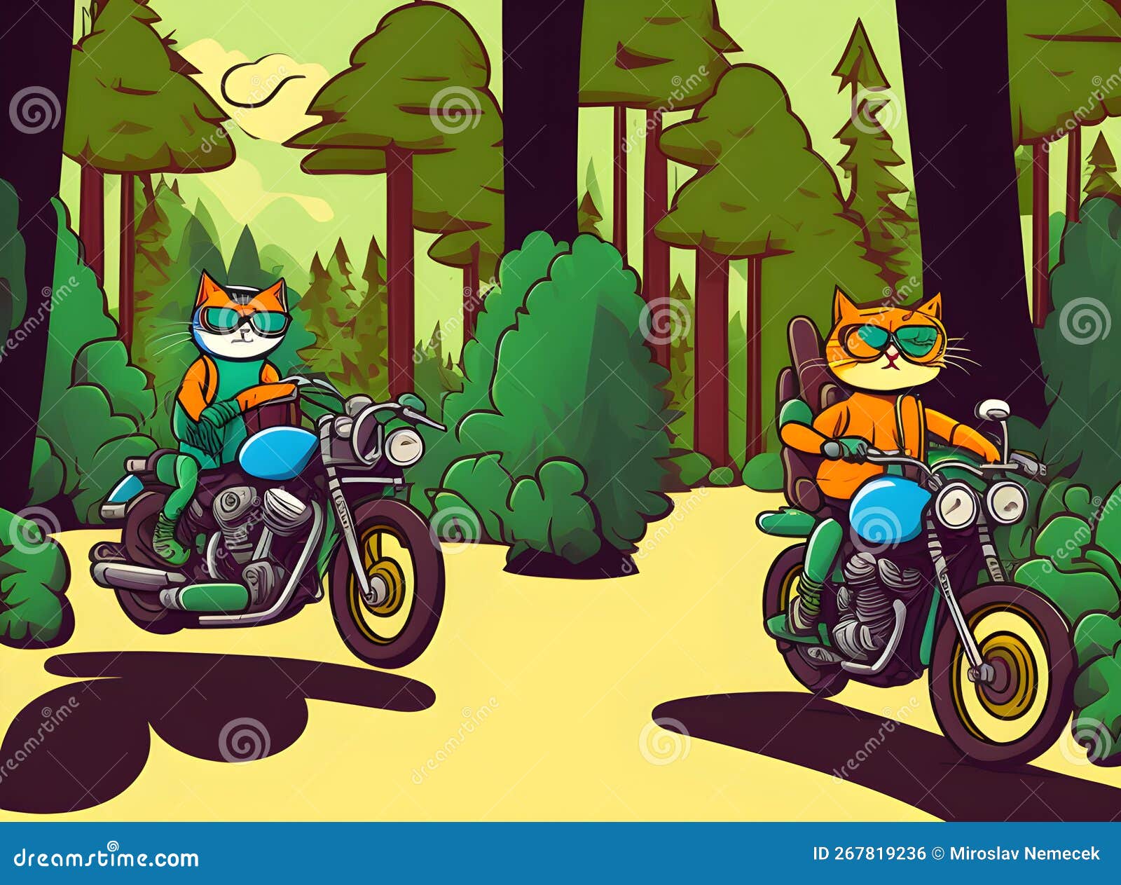 Cool Cat on Motorcycle, Generative AI Illustration Stock Illustration ...