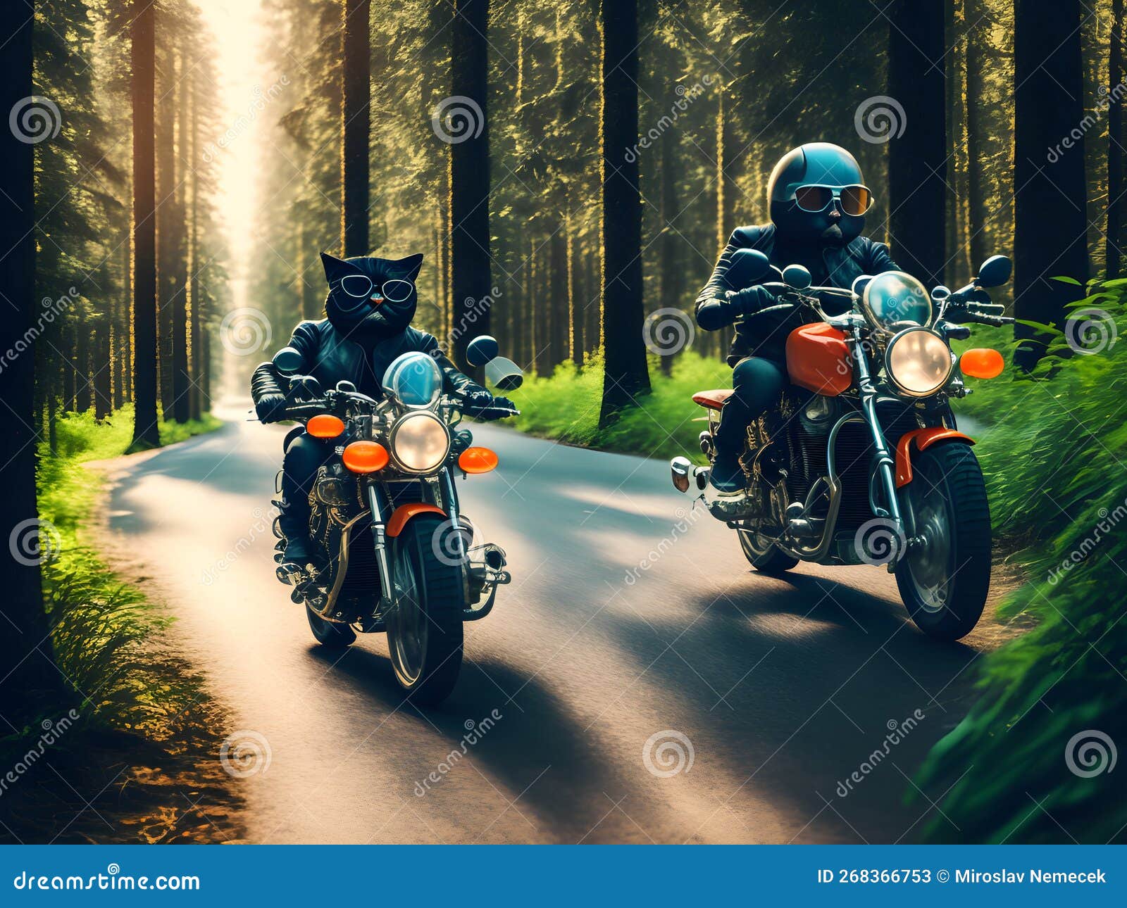 Cool Cat on Motorcycle, Generative AI Illustration Stock Image - Image ...